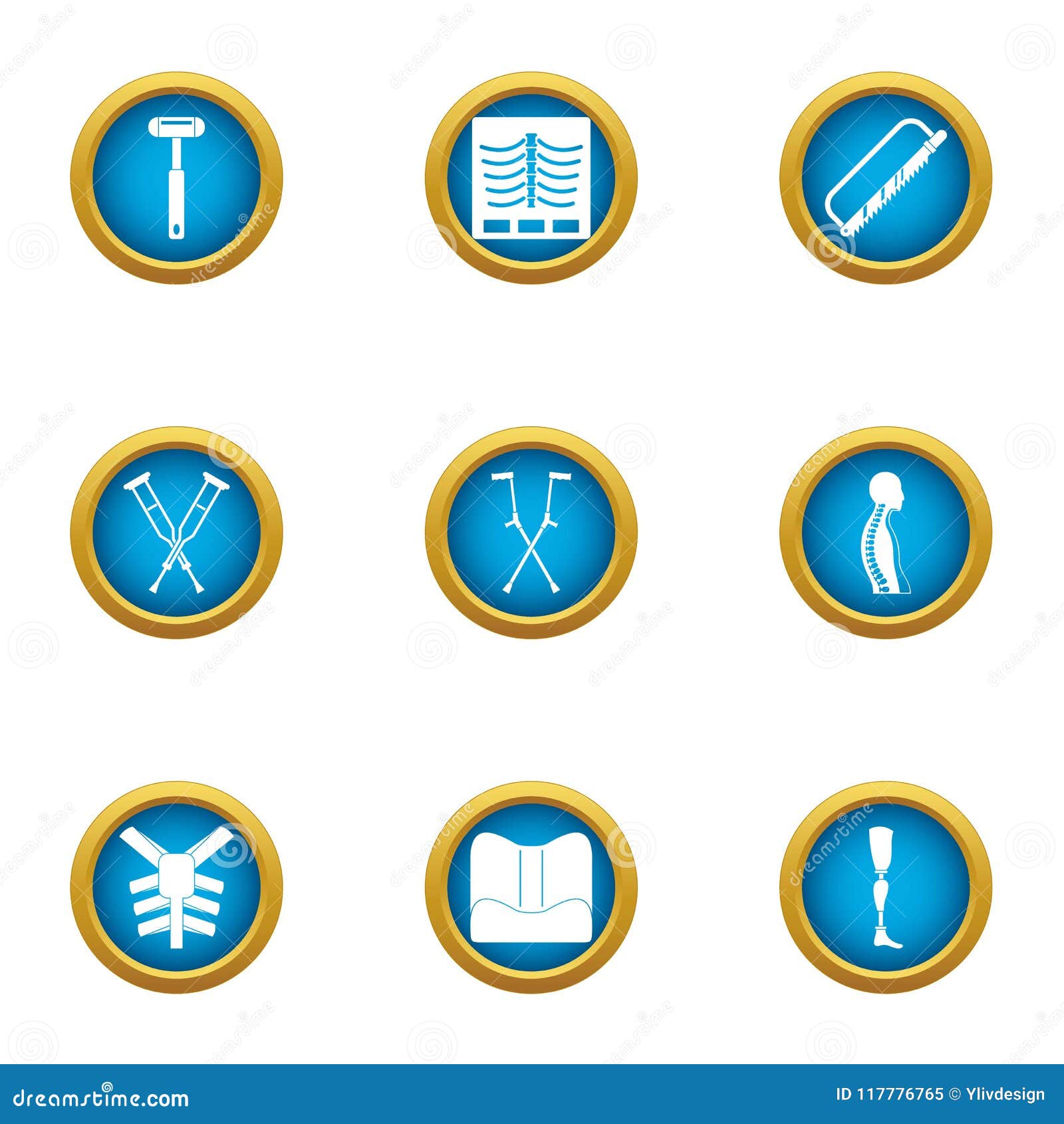Condition Of The Internals Icons Set, Flat Style Stock Vector ...