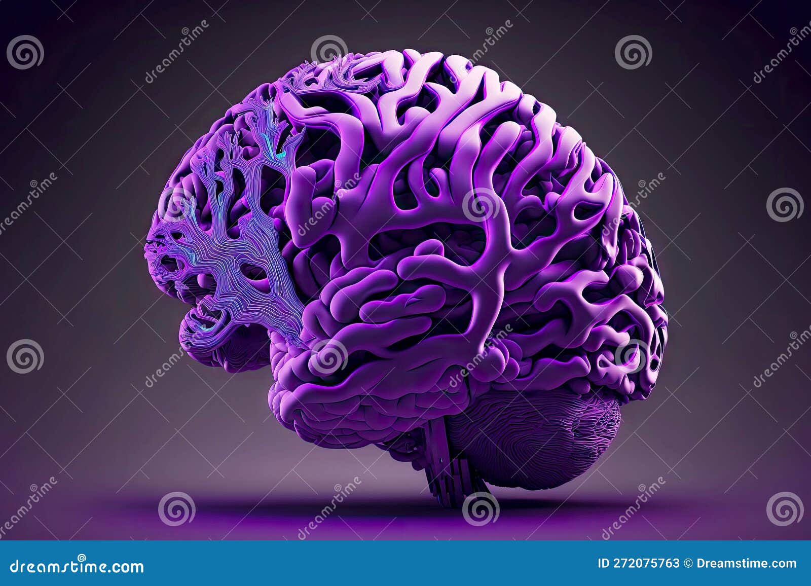 Conditional Three-dimensional Image of Human Brain in Bright Purple ...