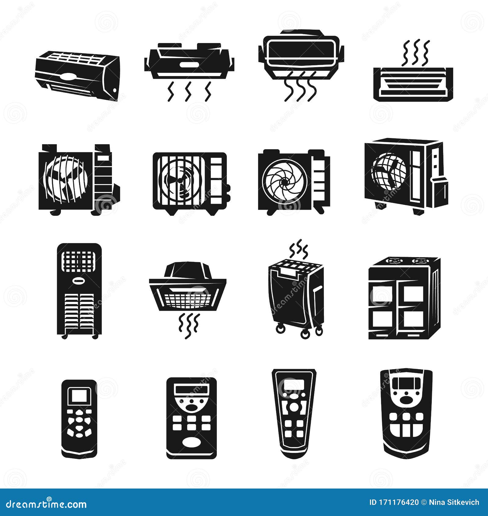 Conditioner Icons Set, Simple Style Stock Vector - Illustration of ...