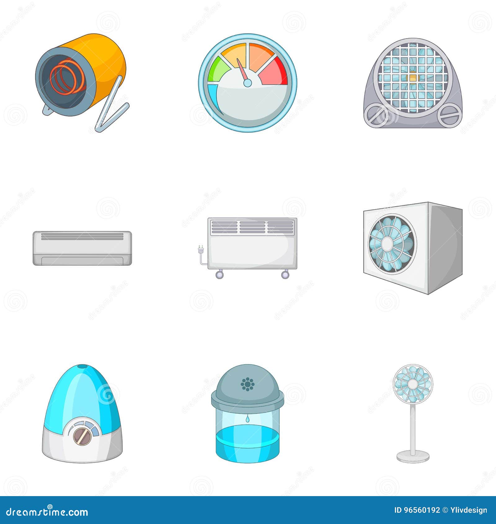 Conditioning Icons Set For Simple Flat Style Weather Ui Design Cartoon ...
