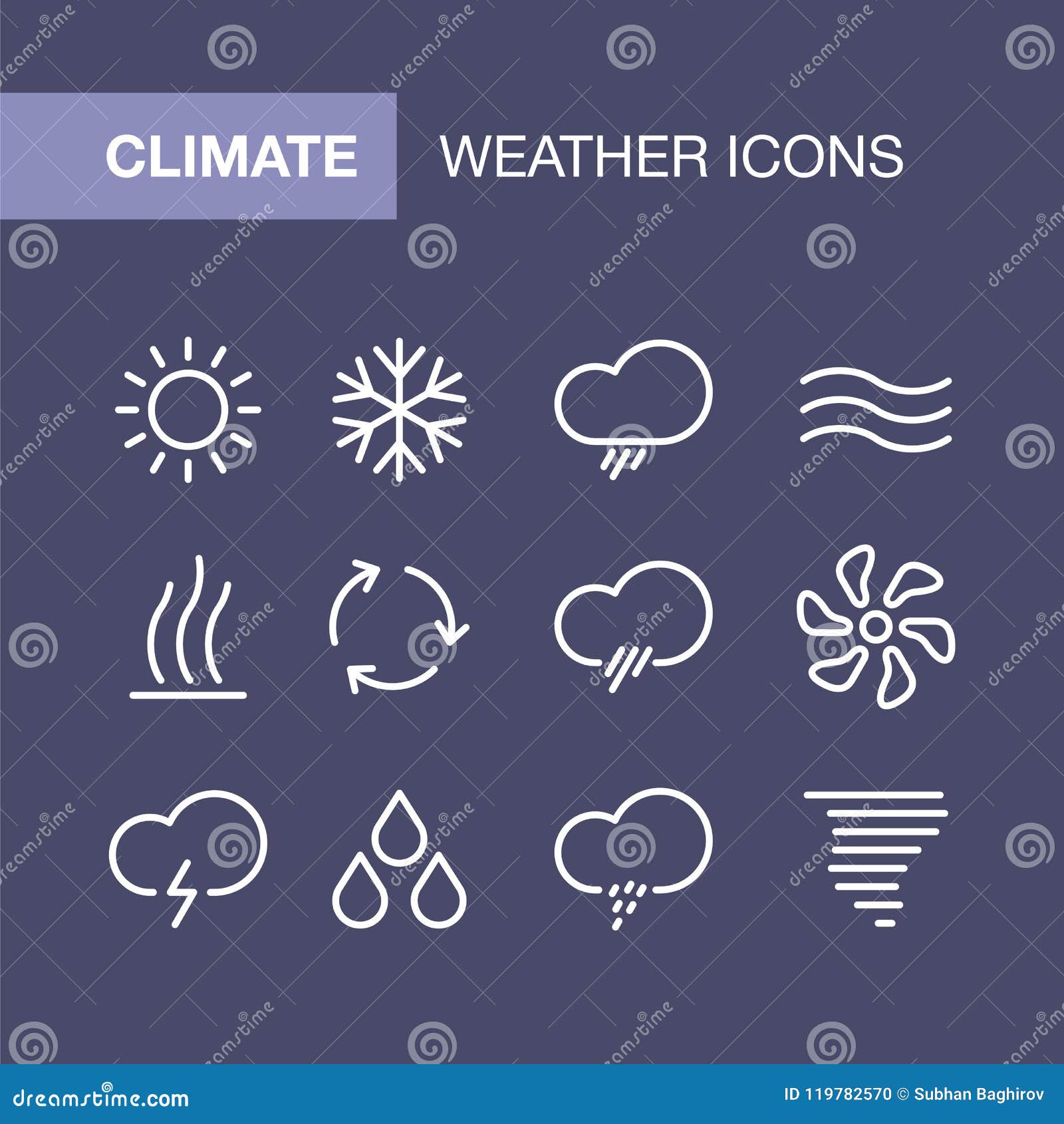 Conditioning Icons Set For Simple Flat Style Weather Ui Design Cartoon ...