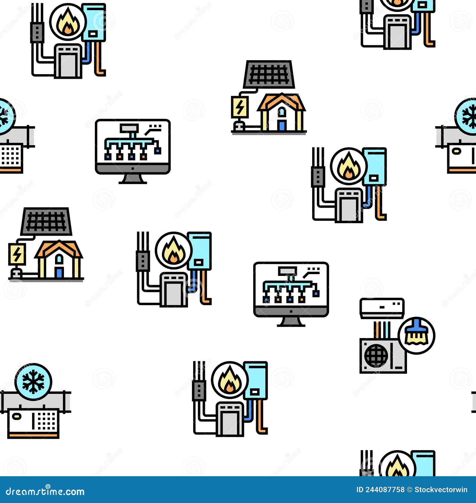 Conditioning System Electronics Vector Seamless Pattern Stock Illustration - Illustration of ...