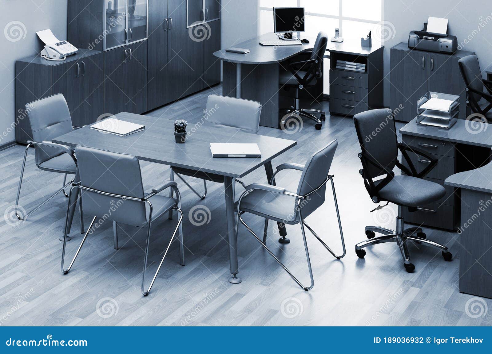 Conditions at Modern Office Stock Photo - Image of flowers, bookcase ...