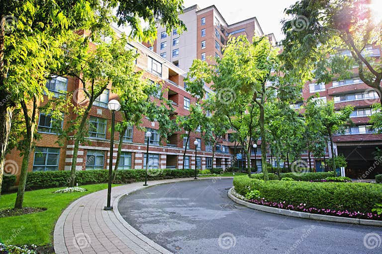 Condo Building and Driveway Stock Image - Image of condo, residence ...