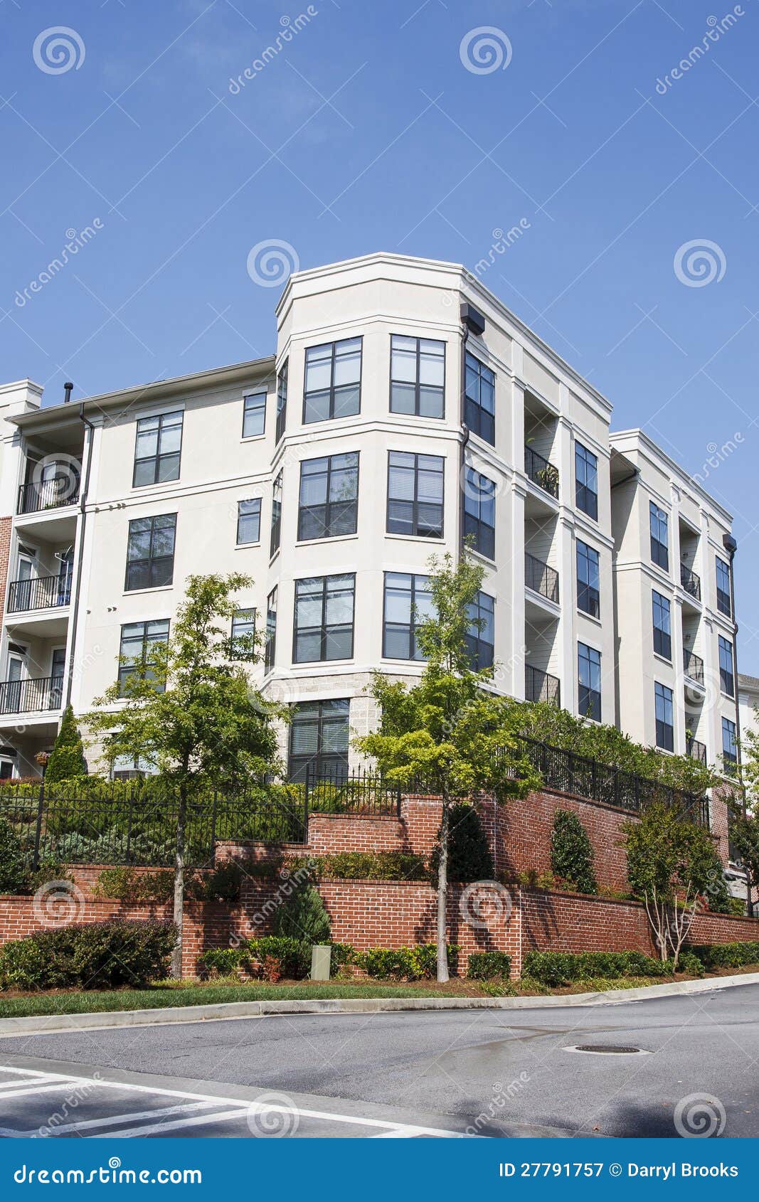 Condo Building with Large Bay Windows Stock Image - Image of housing ...