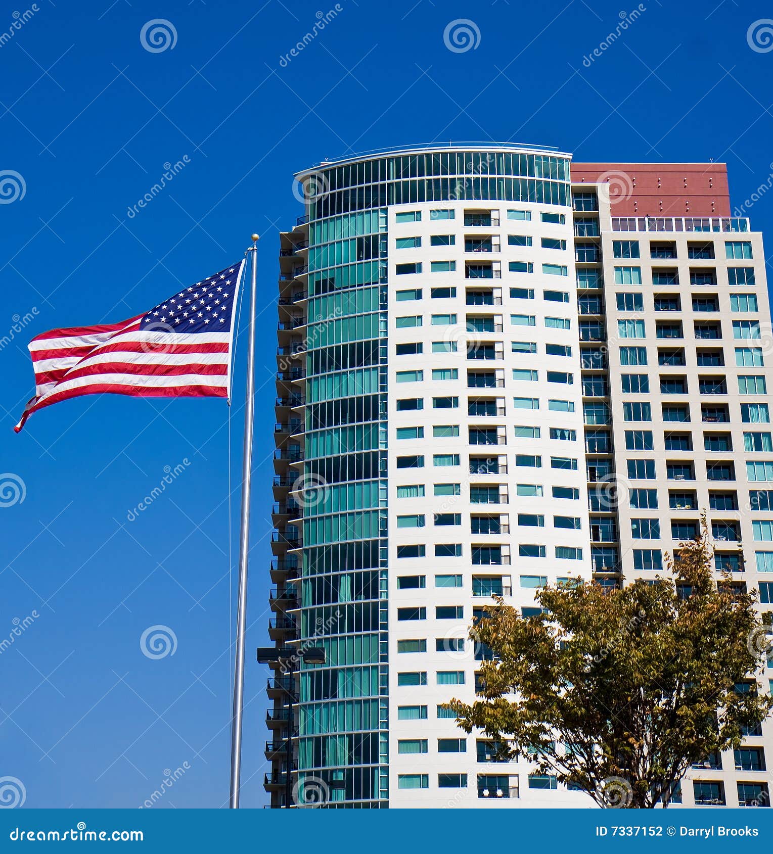 Condo Tower and Flag stock photo. Image of balcony, dwelling - 7337152