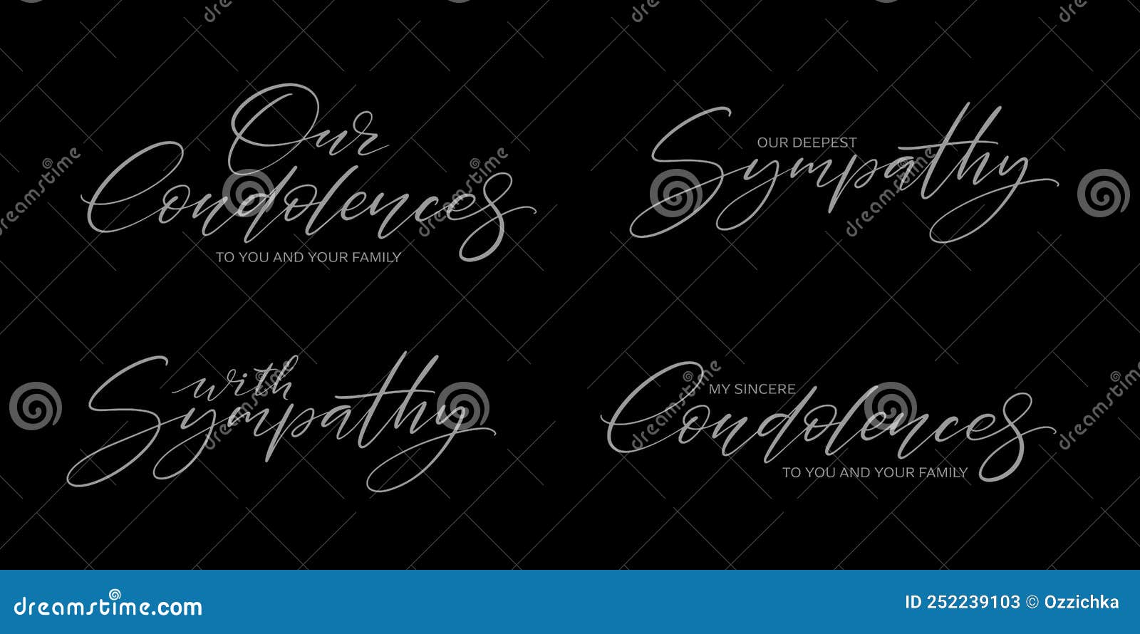 Our Condolences. Handwritten Black Vector Text On White Background ...