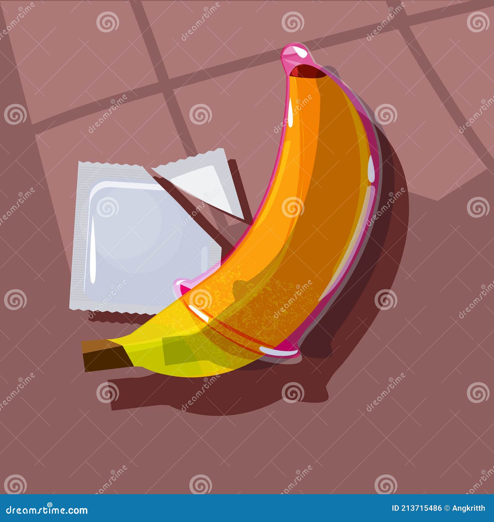 Condom On A Banana Safe Sex Concept Vector Stock Vector