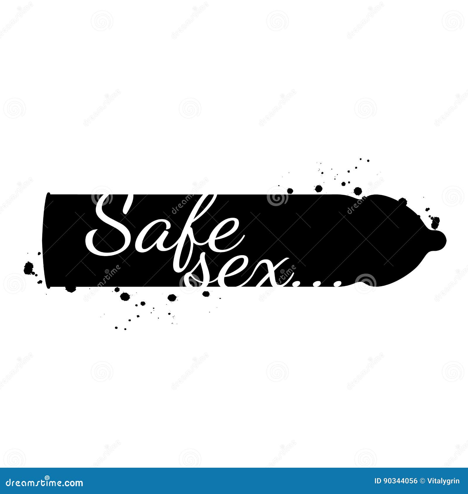 A Condom With The Inscription `safe Sex` Vector Illustration For A Postcard Or A Poster