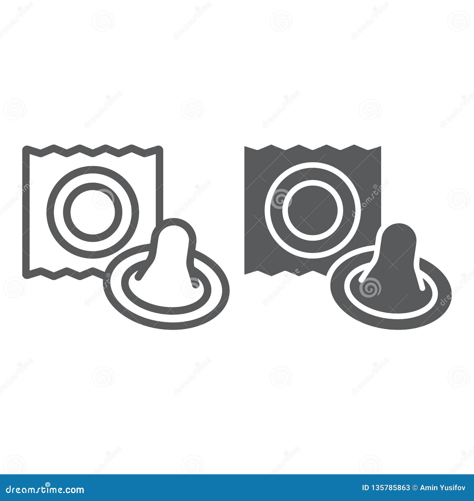 Condom Line And Glyph Icon Latex And Sex Preservative Sign Vector