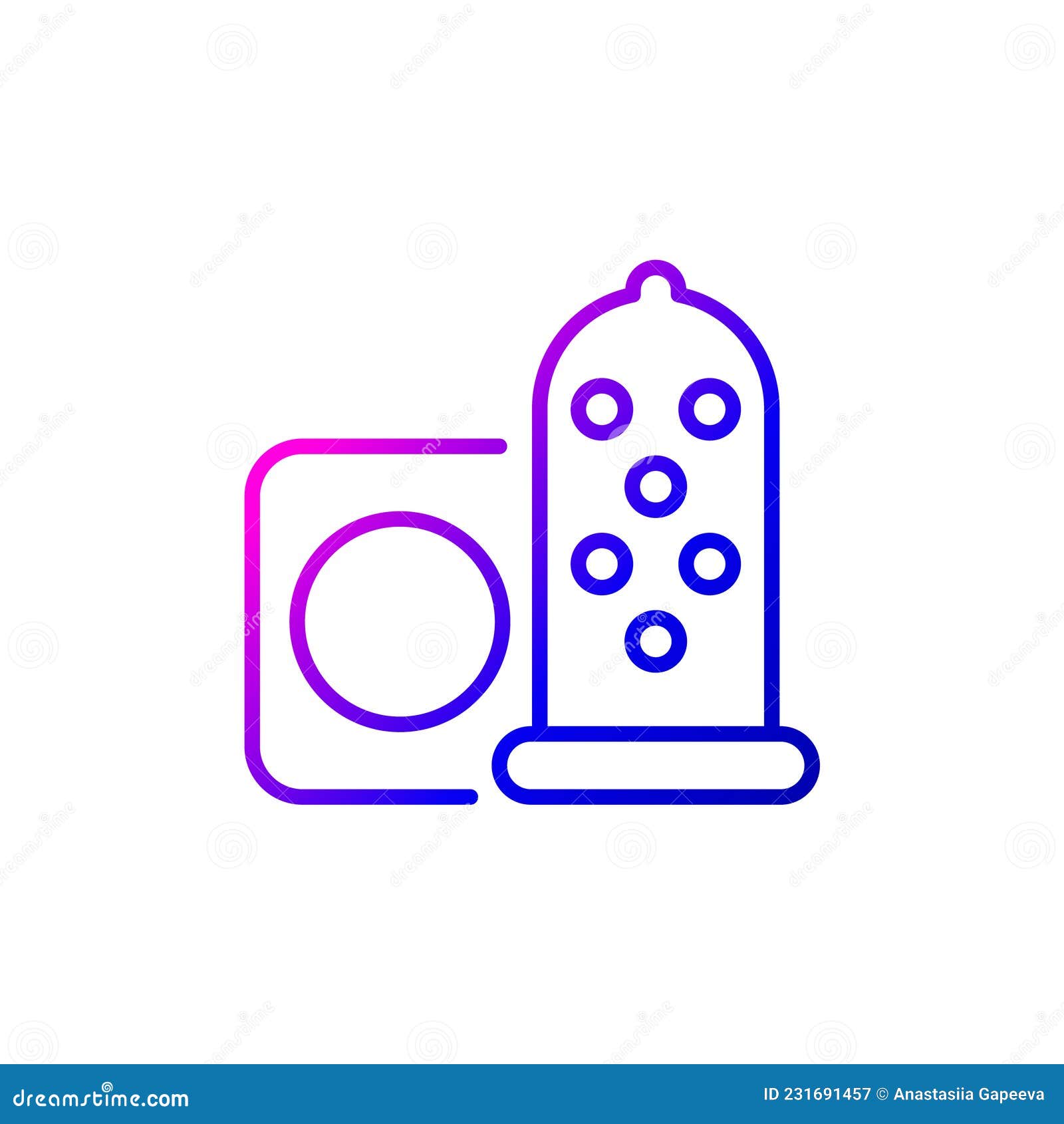 Condom And Package Outline Icon Sex Shop Purple Gradient Symbol