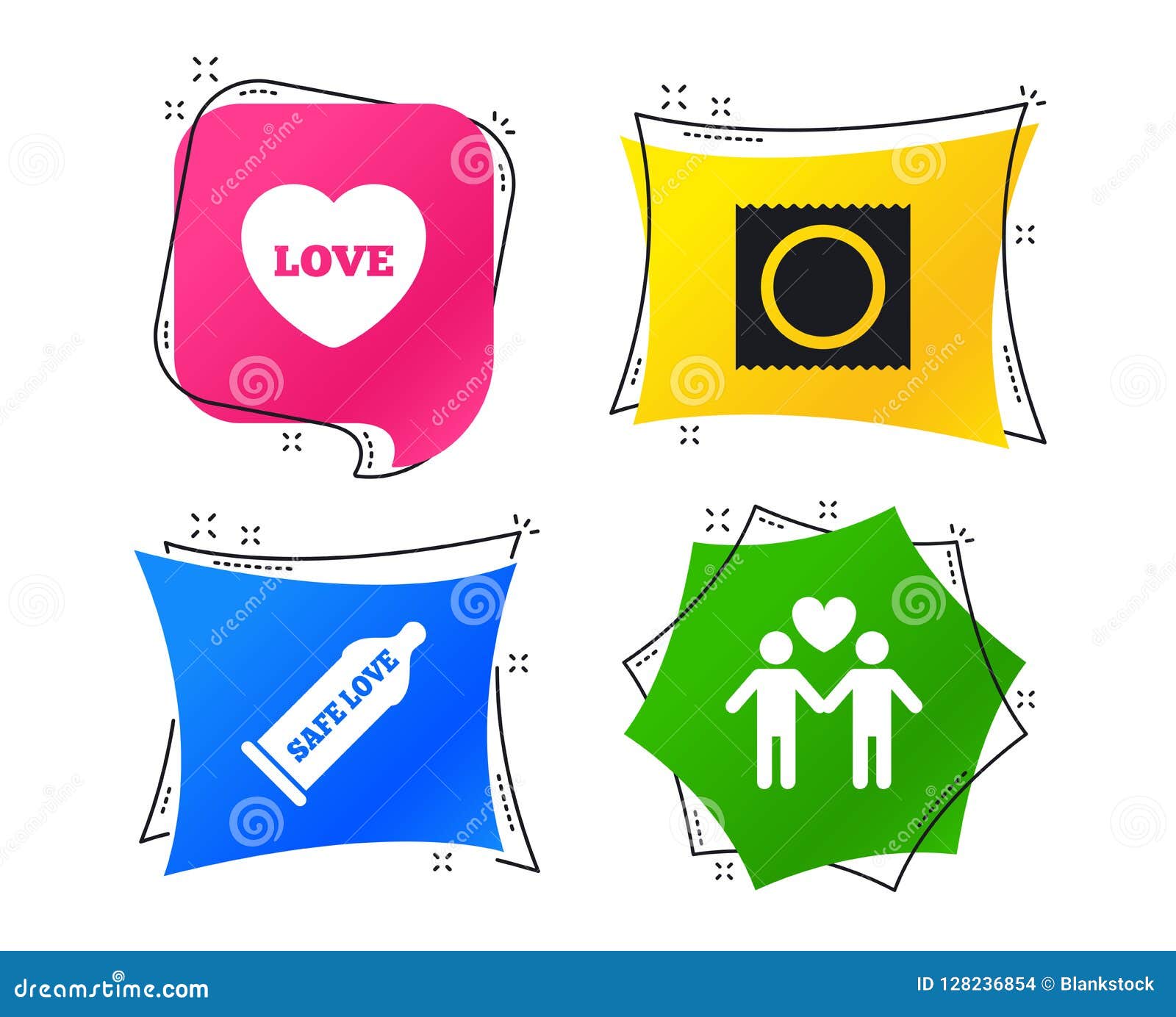 Condom Safe Sex Icons Lovers Gay Couple Sign Vector Stock Vector Illustration Of Condom