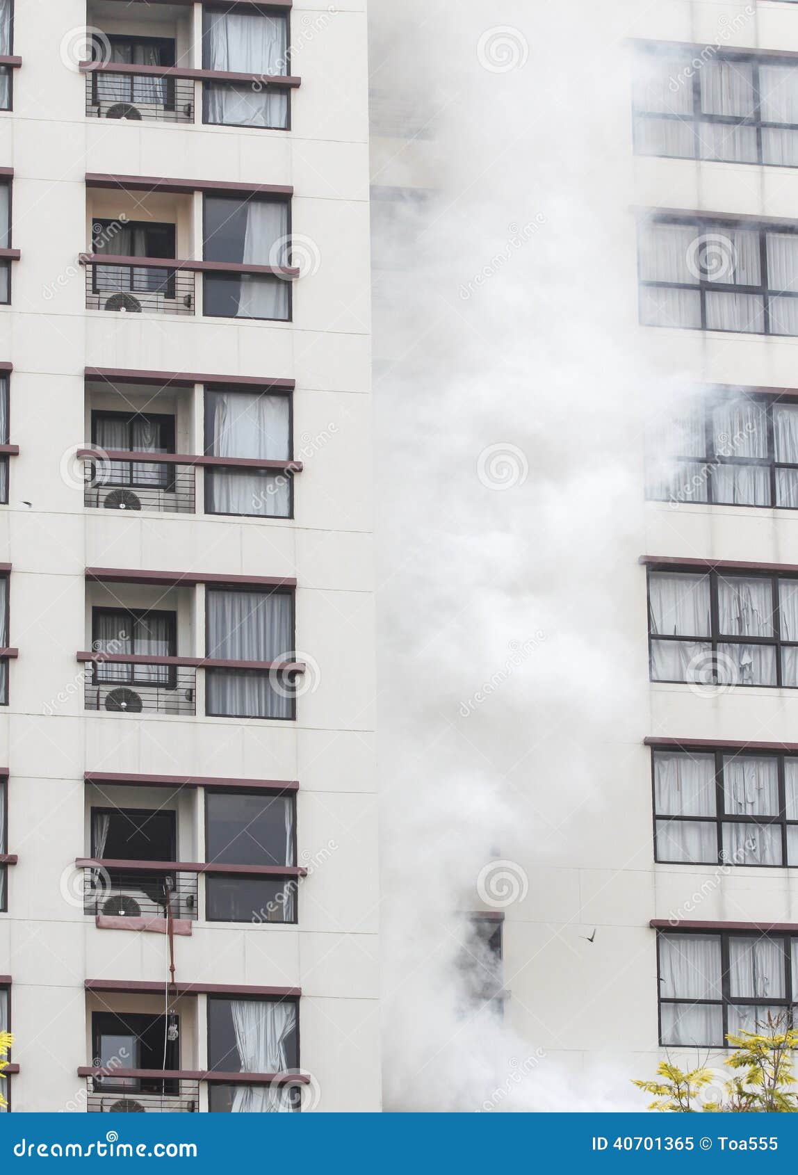Condominium or Apartment Burning. Stock Image - Image of damage, burn ...