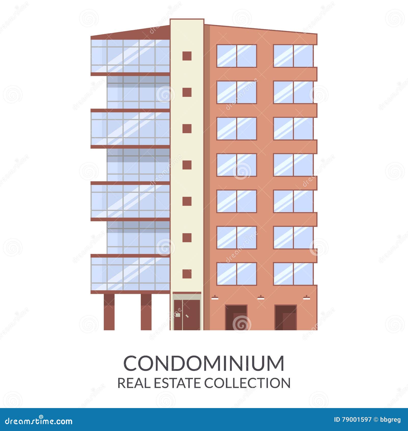 Condominium Building, Real Estate Sign in Flat Style. Vector ...