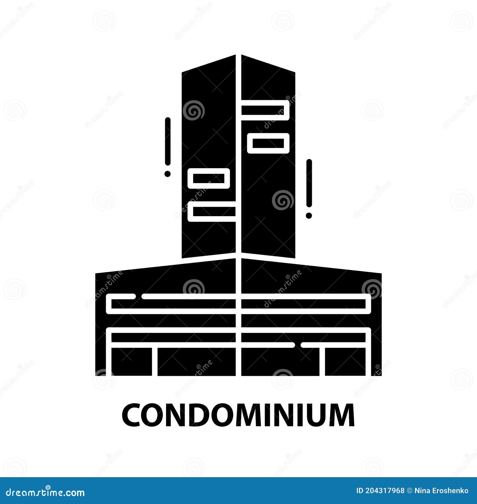 Condominium Icon, Black Vector Sign with Editable Strokes, Concept ...