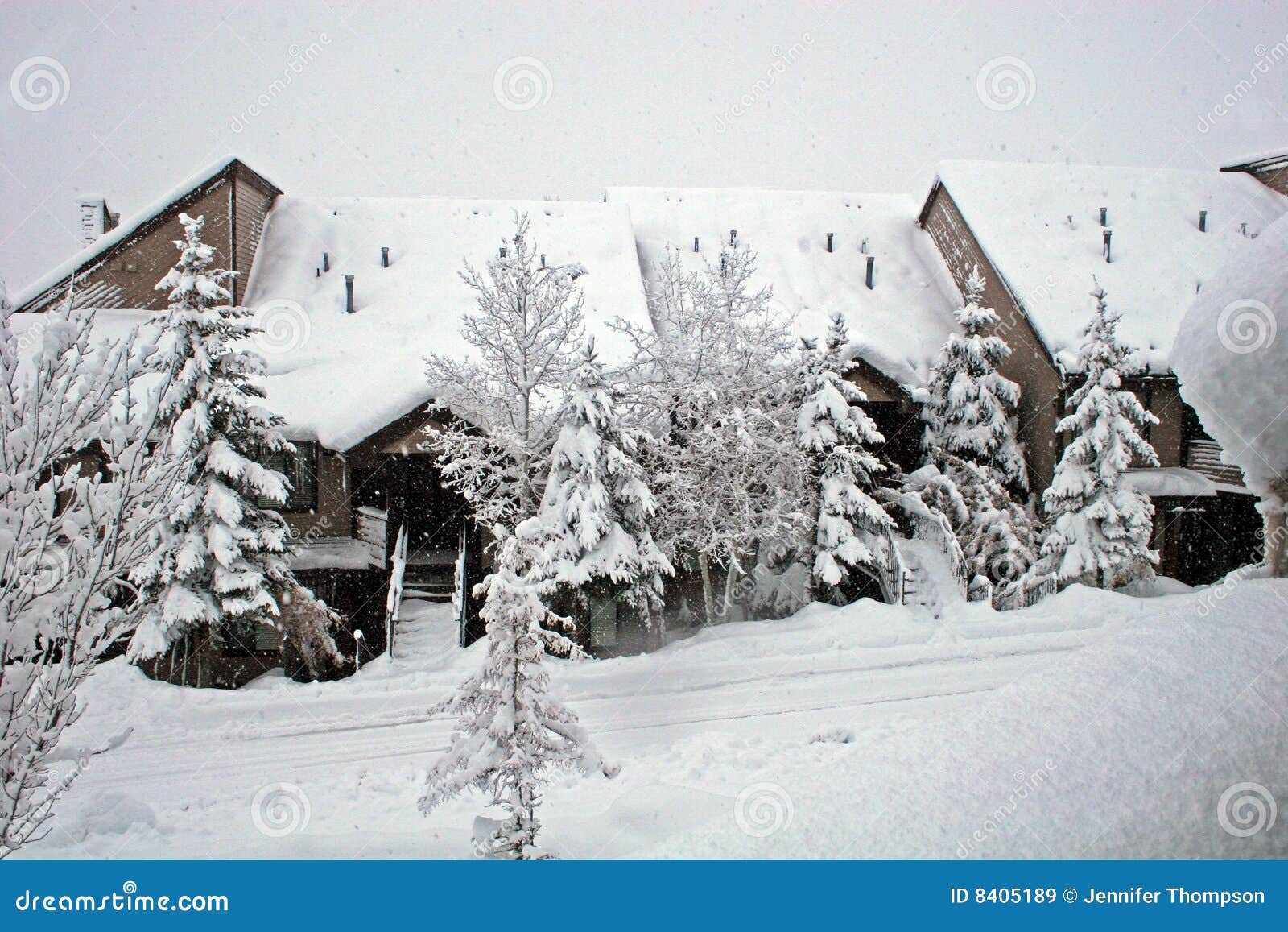 Condominiums in snow storm stock image. Image of grey - 8405189