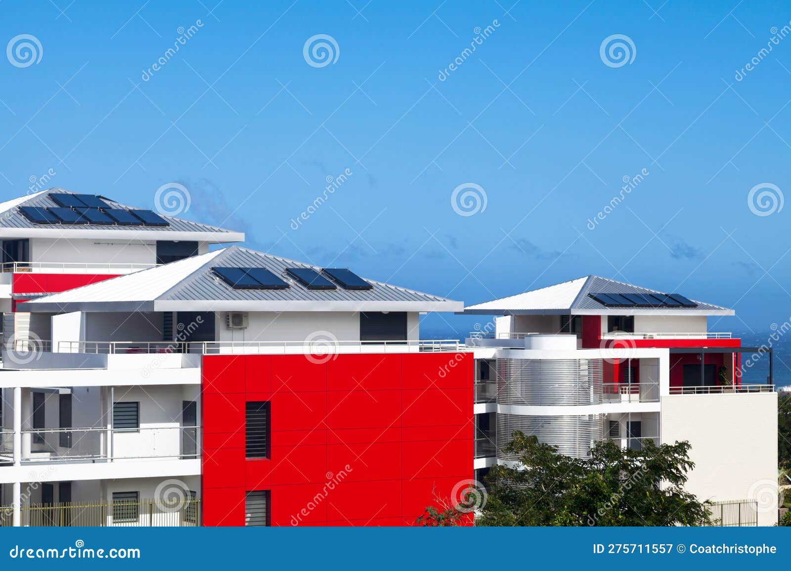 Condominiums with Solar Panel on Their Roofs Stock Image - Image of ...