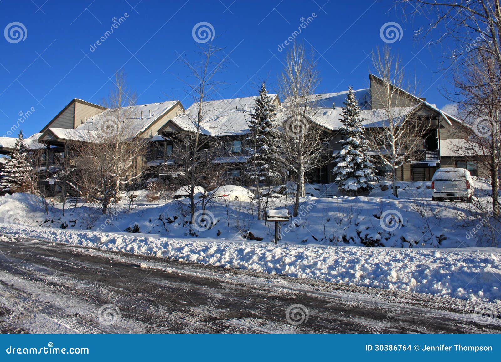 Condominiums in winter stock photo. Image of condominiums - 30386764