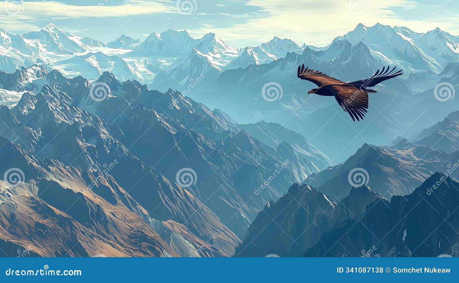 Condor Soaring Over the Vast Andes Mountains Stock Illustration ...