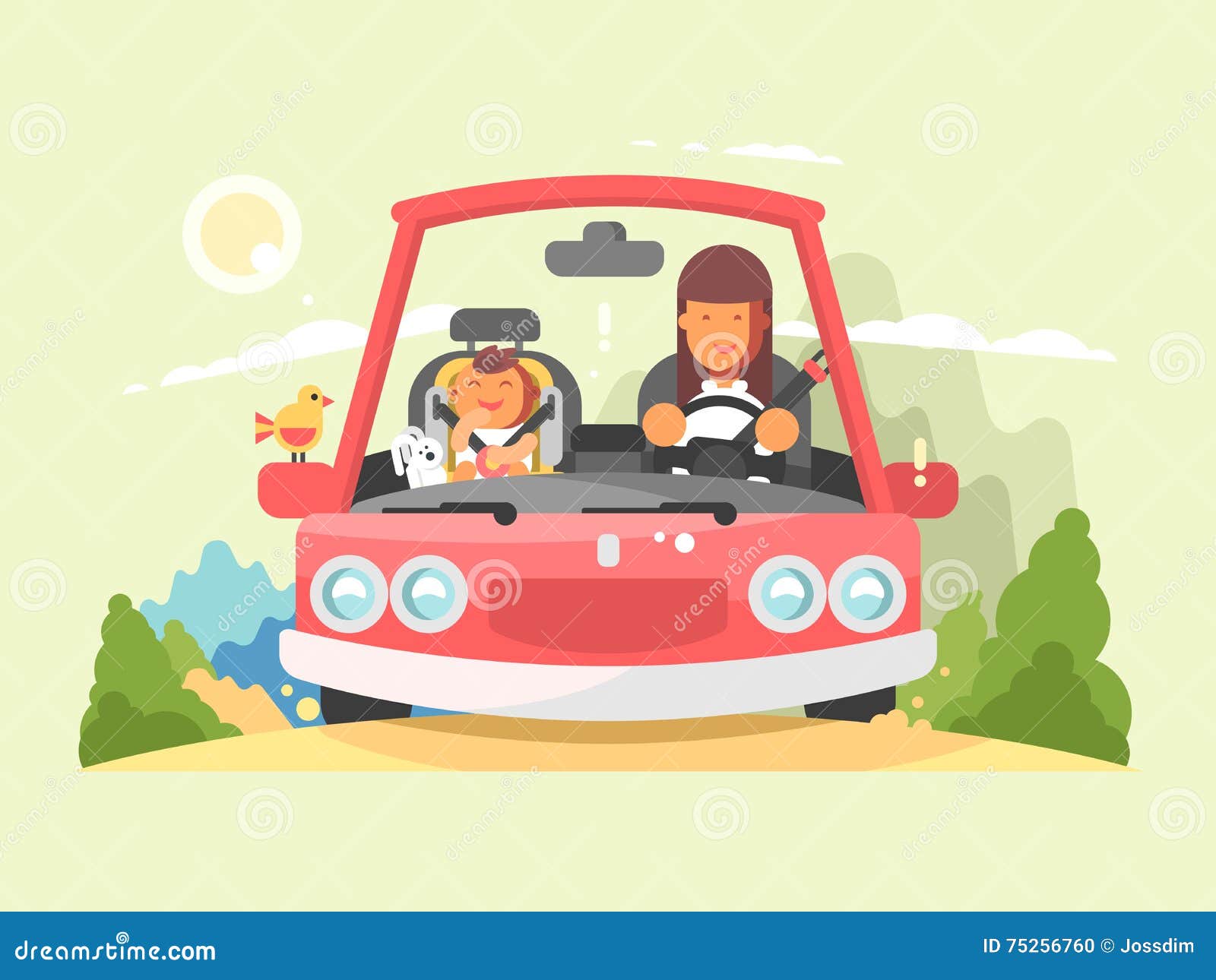 Conducción segura en coche ilustración del vector. Ilustración de plano ...