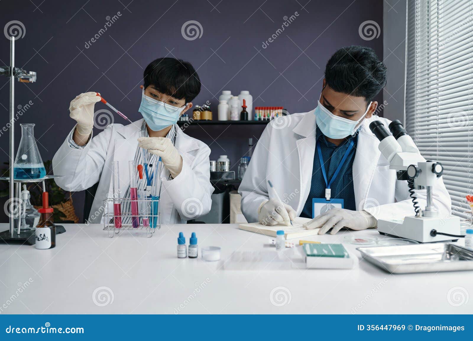 Conducting Scientific Experiment in Modern Laboratory Stock Image ...