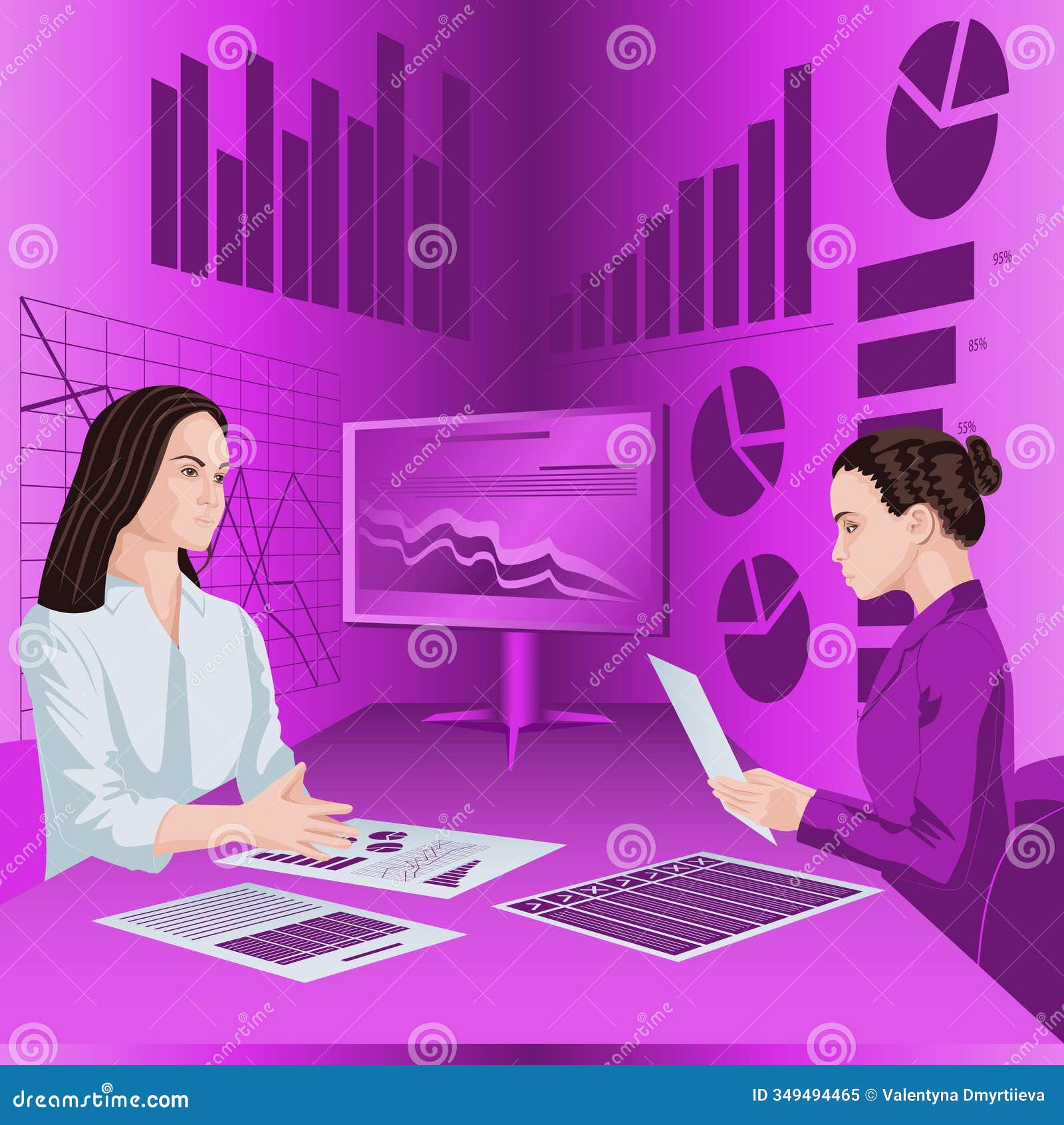 Conducting Stakeholder Interviews. Female. Flat Stock Illustration ...