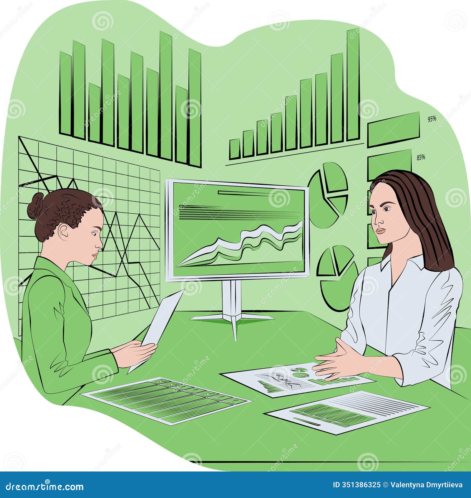 Conducting Stakeholder Interviews. Female. Outline Cartoon Vector ...