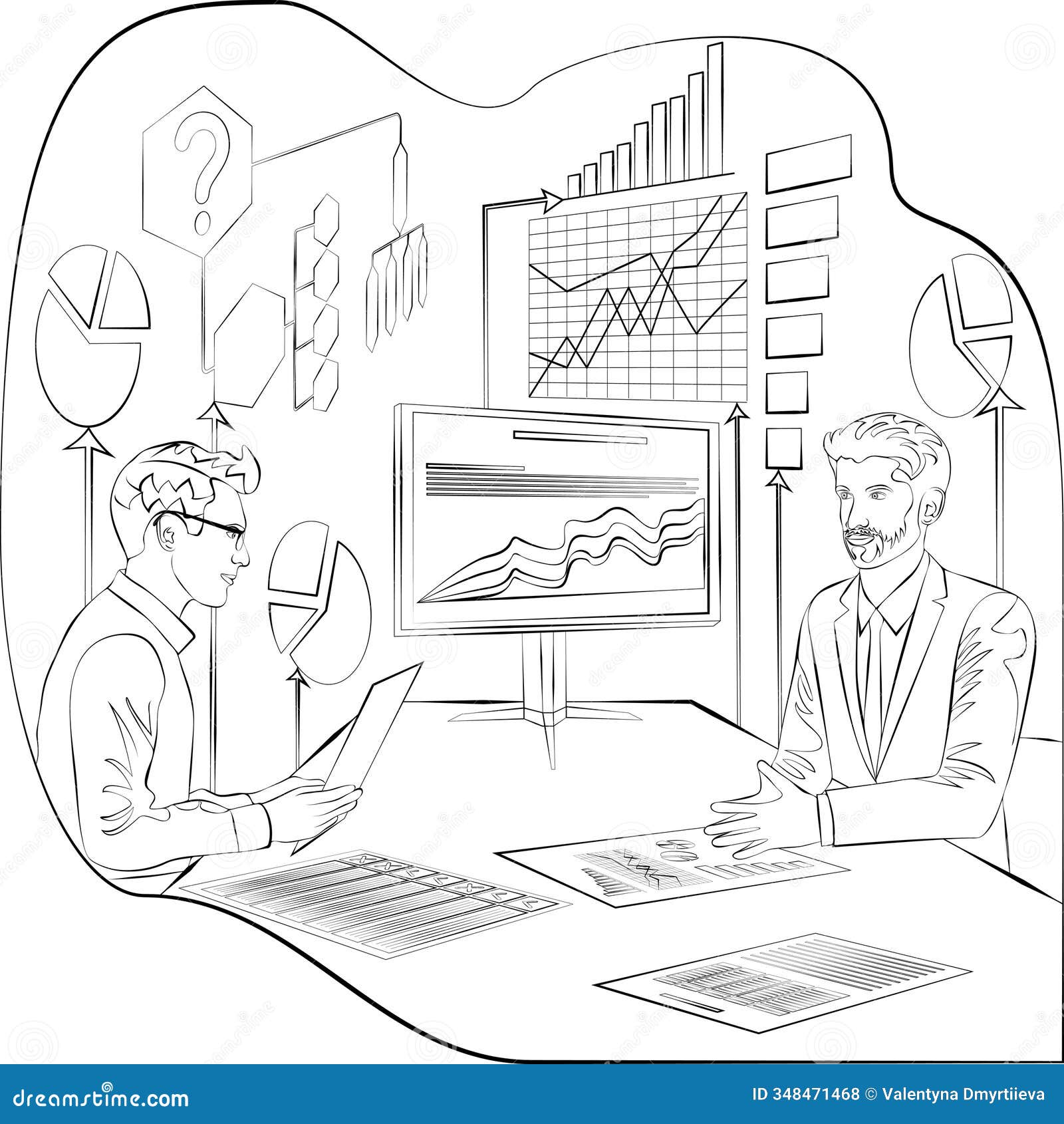 Conducting Stakeholder Interviews. Female. Outline Cartoon Vector ...