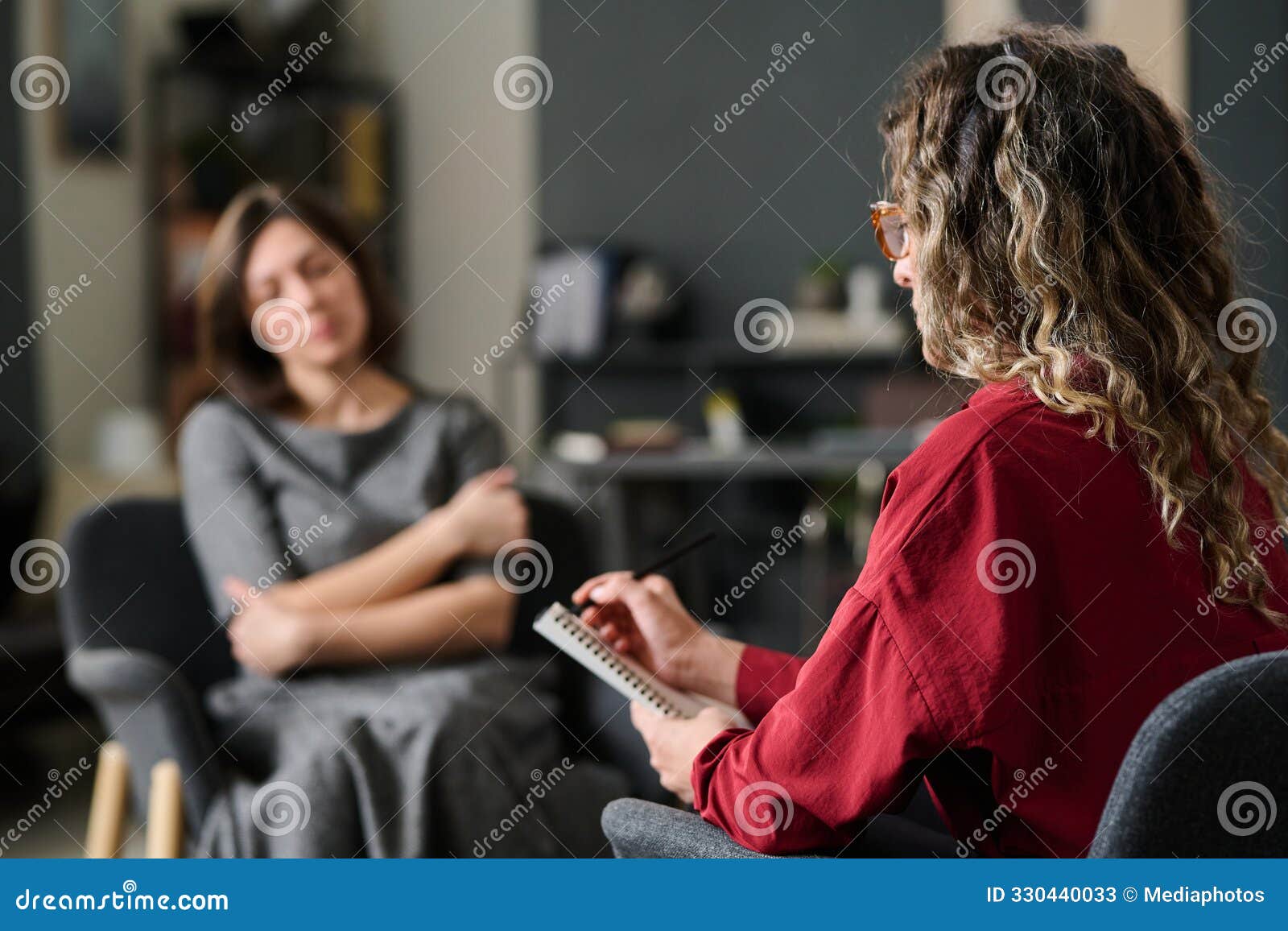 Conducting Therapy Session with Client in Office Setting Stock Image ...