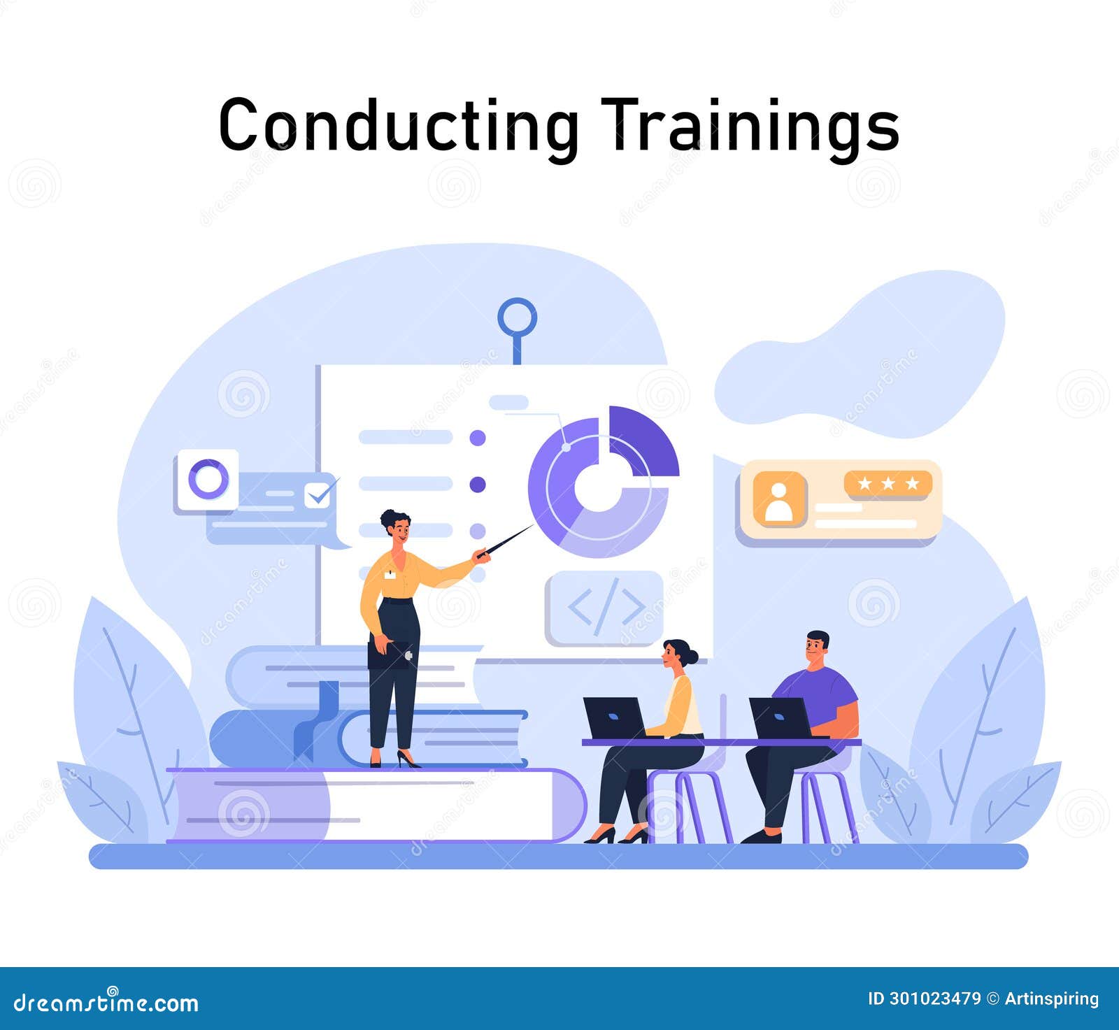 Conducting Trainings Concept. Flat Vector Illustration. Stock Vector ...