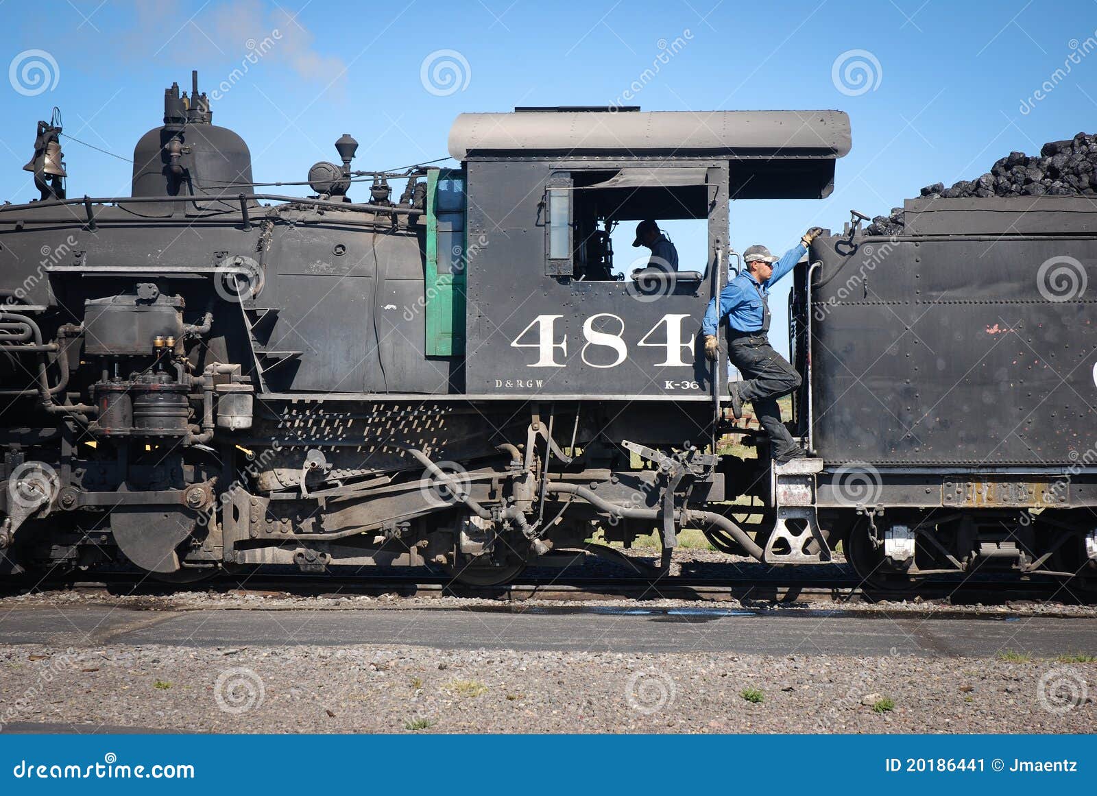 Conductor Put Coal In Potbelly Stove On Old Vintage Train Of Tsugaru ...