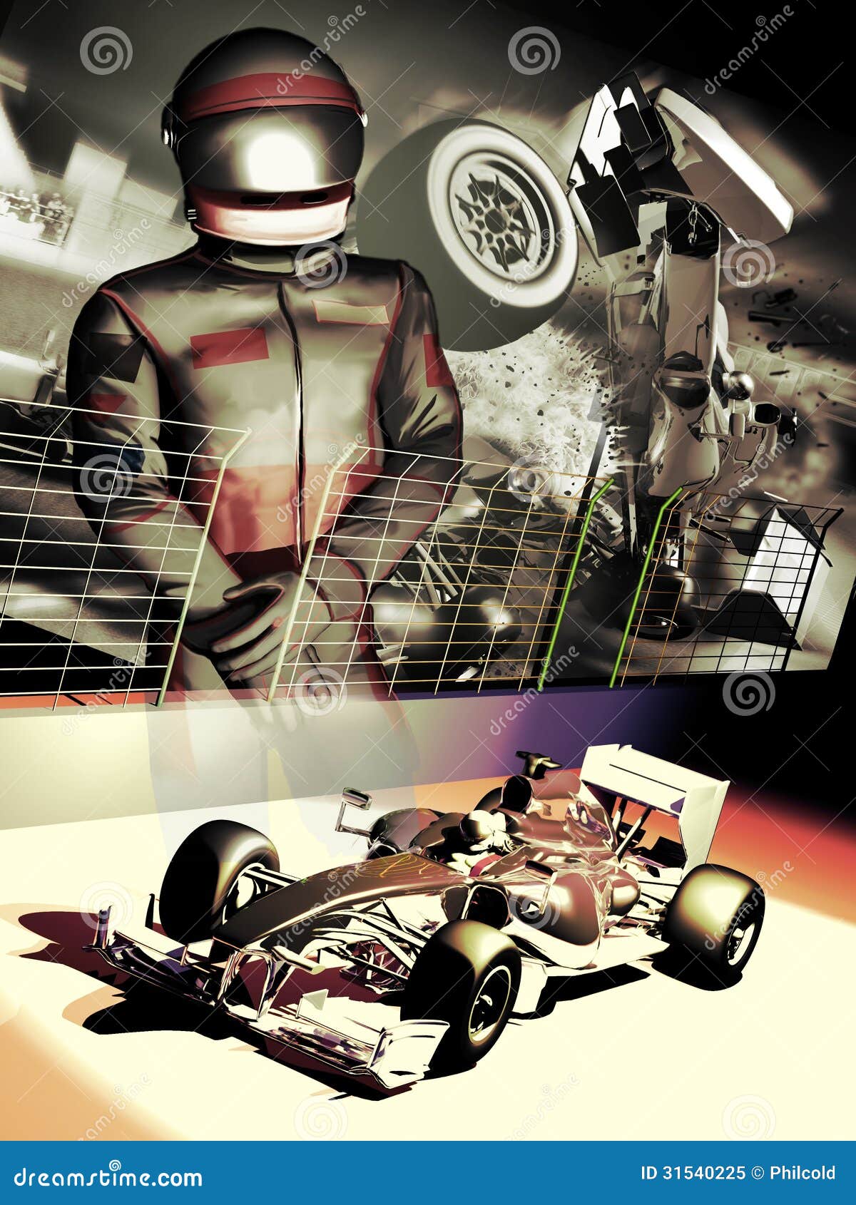 Conductor del Fórmula 1 stock de ilustración. Ilustración de roto ...