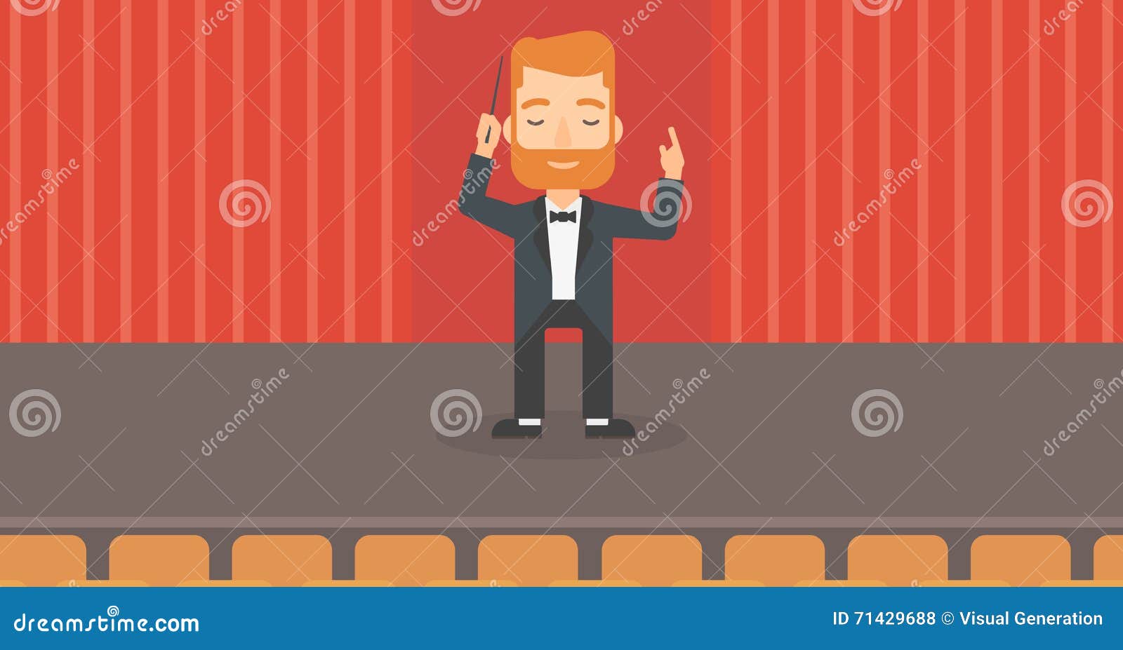 Conductor Directing with Baton. Stock Vector - Illustration of musical ...
