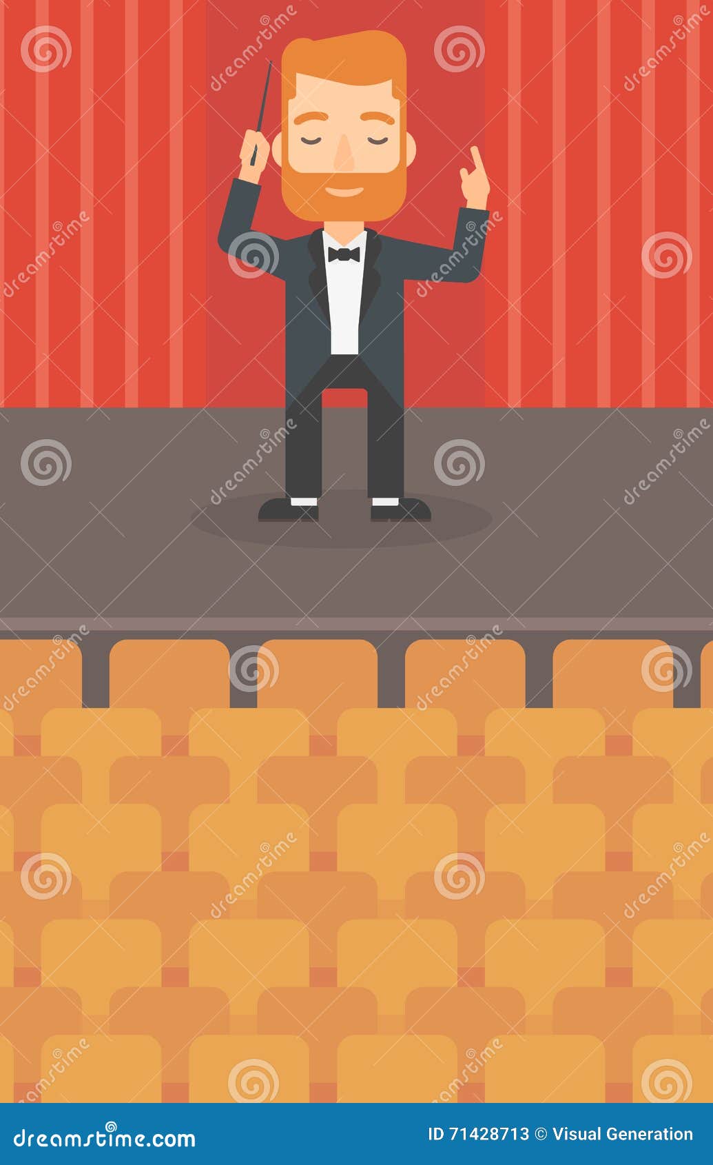 Conductor Directing with Baton. Stock Vector - Illustration of control ...