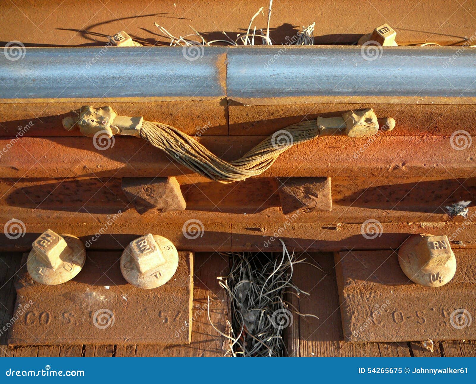 Conductor rail strap stock image. Image of joint, sleepers - 54265675