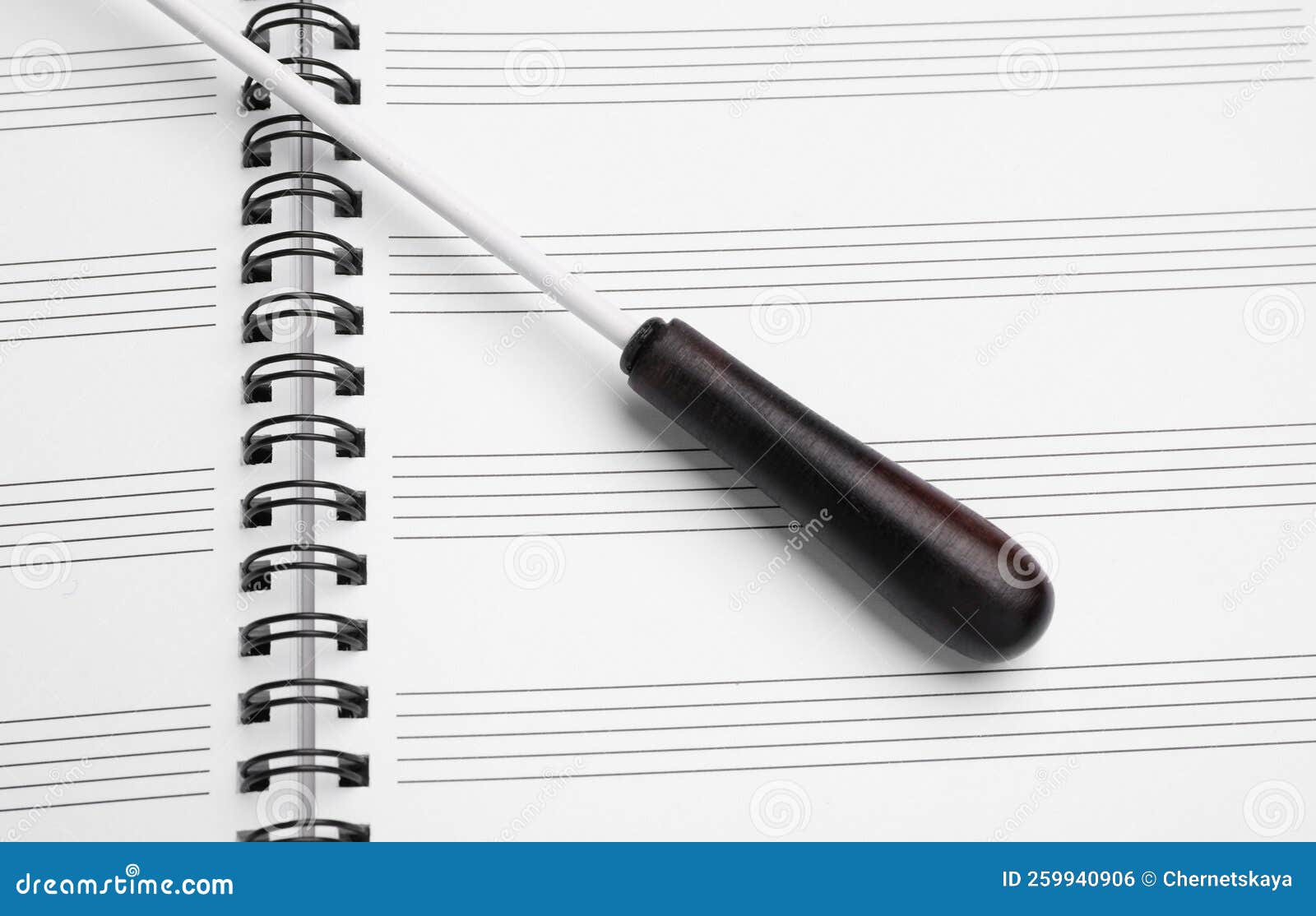 Conductor`s Baton on Sheet Music Book , Above View Stock Photo - Image ...