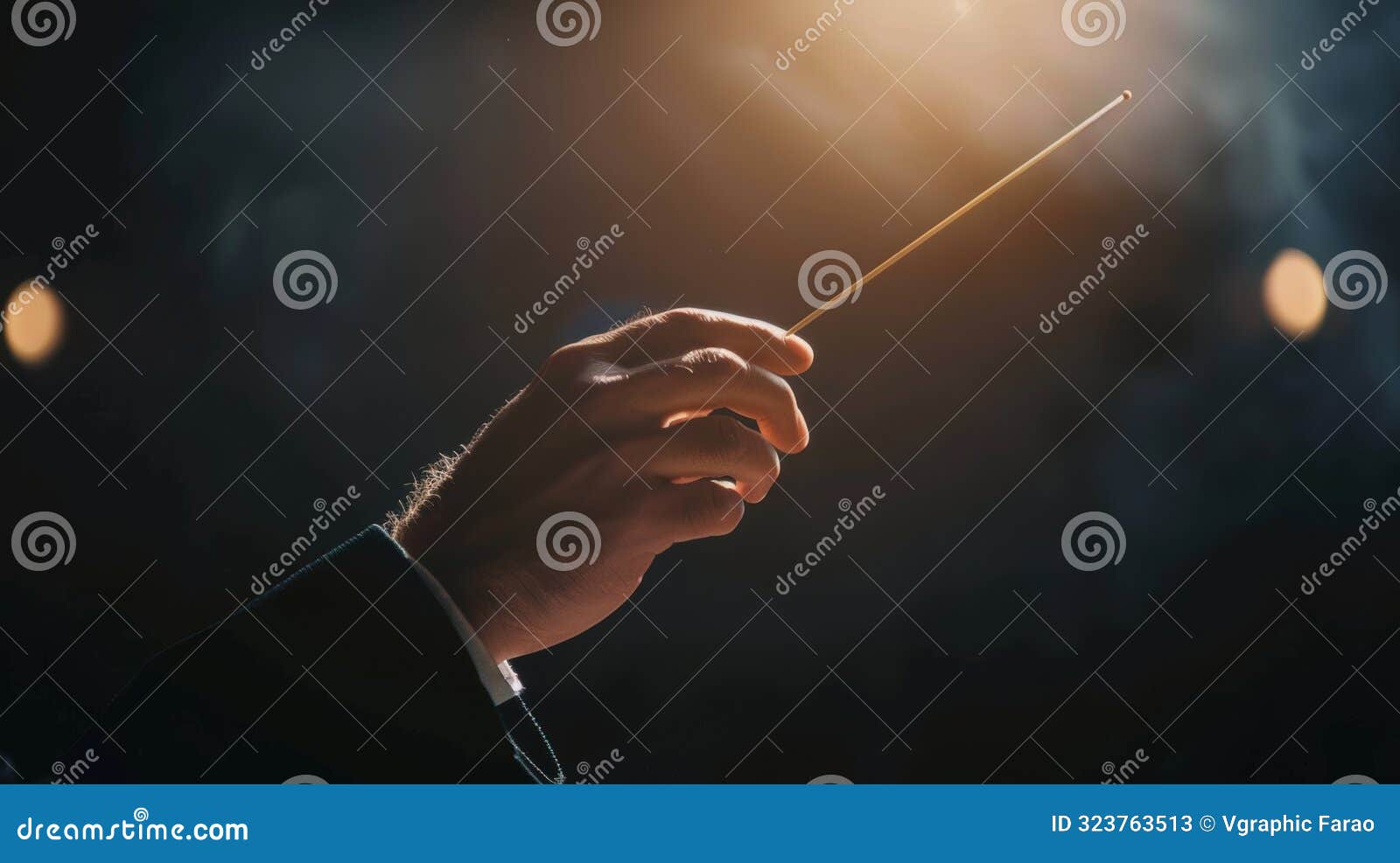 Conductor& X27;s Hand Holding a Baton Under Stage Lights, Close-up View ...