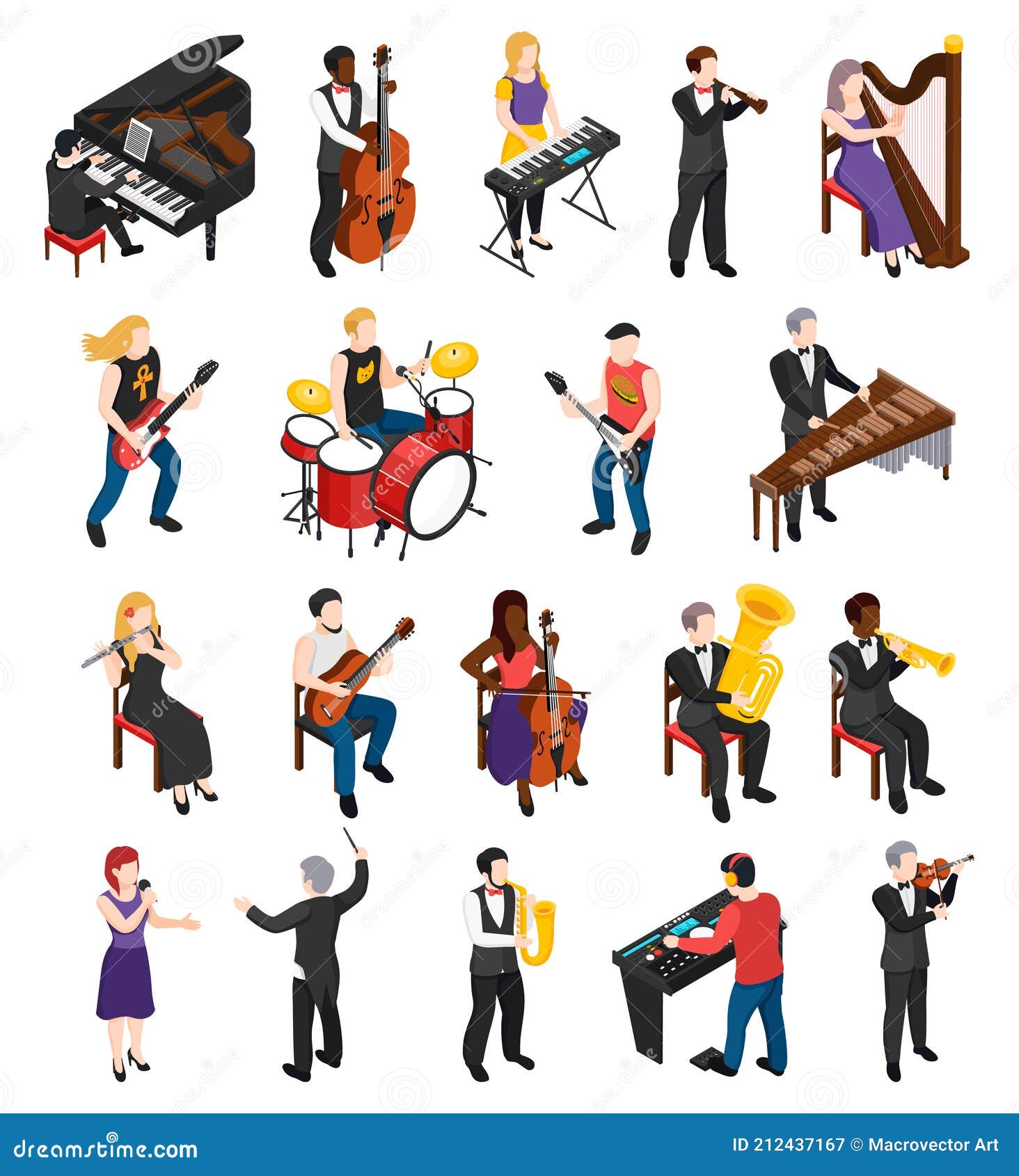 Musicians Isometric People stock vector. Illustration of conductor ...