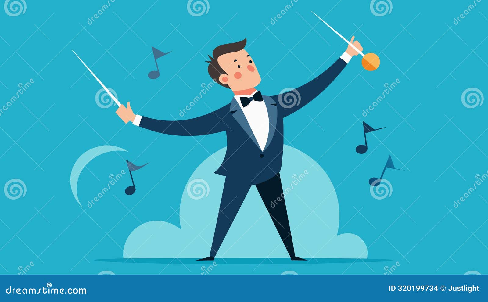 The Conductors Baton Moving in Perfect Synchronization with the ...