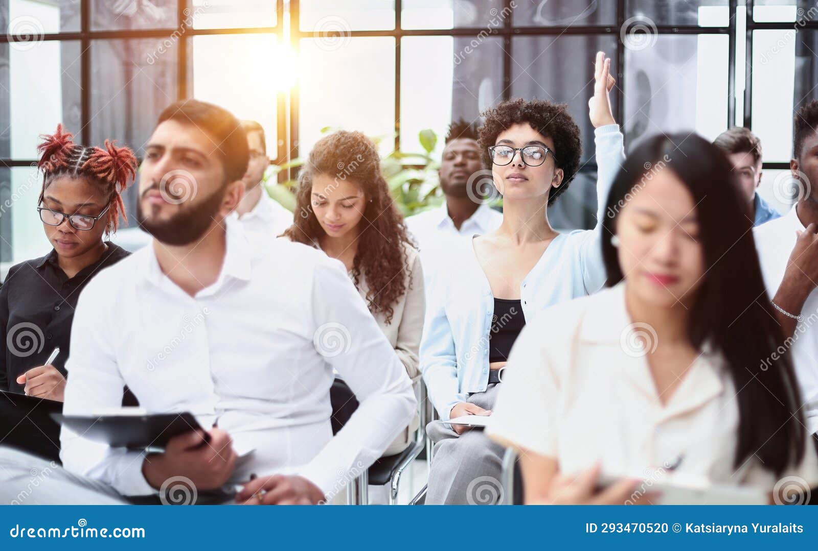 Conducts Business Training with a Group of Young People. Stock Photo ...
