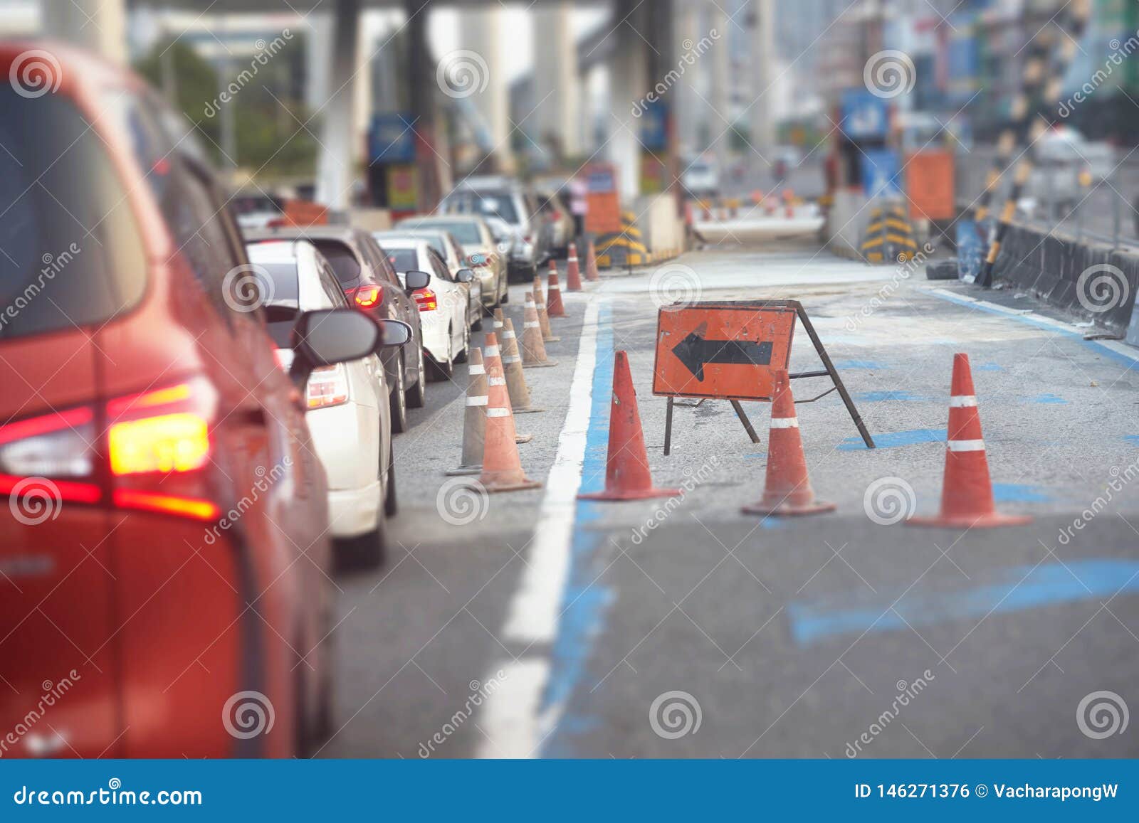 Cone Barriers for Stop Enter Lane Stock Photo - Image of gate, closed ...