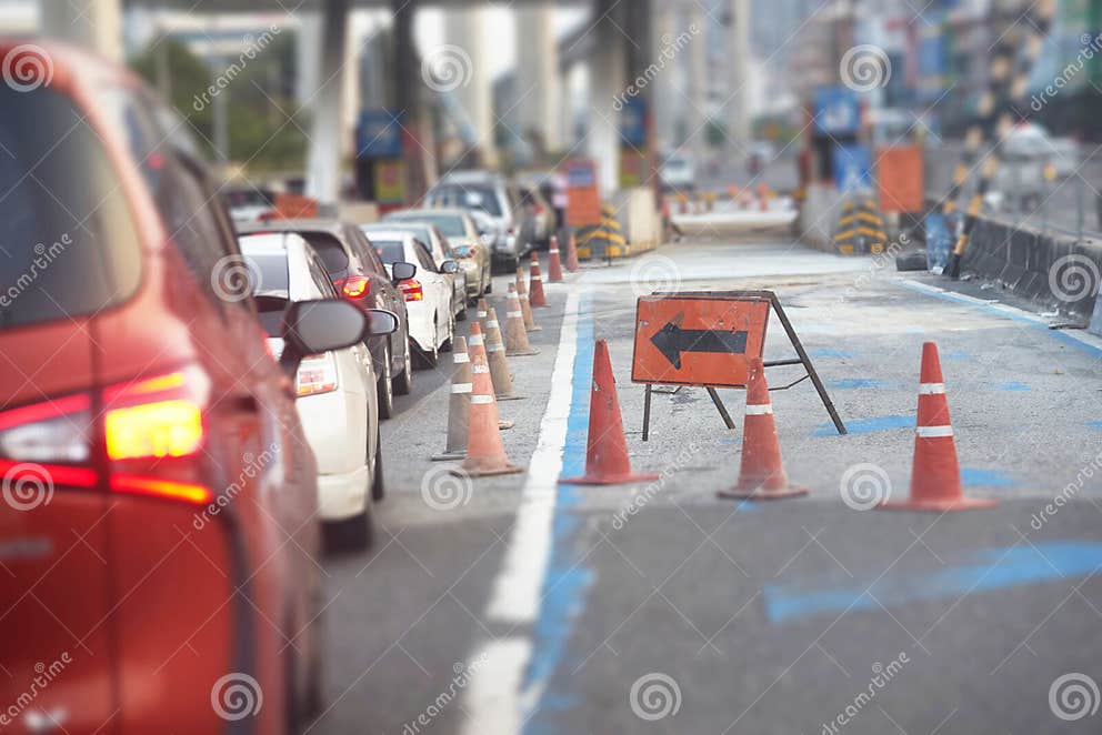 Cone Barriers for Stop Enter Lane Stock Photo - Image of gate, closed ...