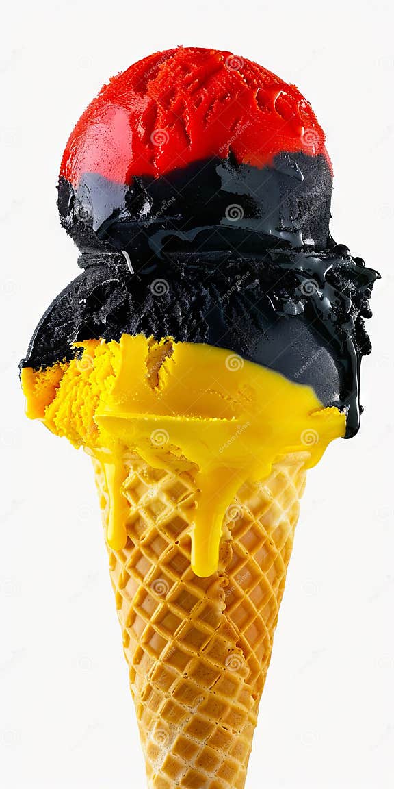 A Cone with a Black and Red Ice Cream Stock Image - Image of icecream ...