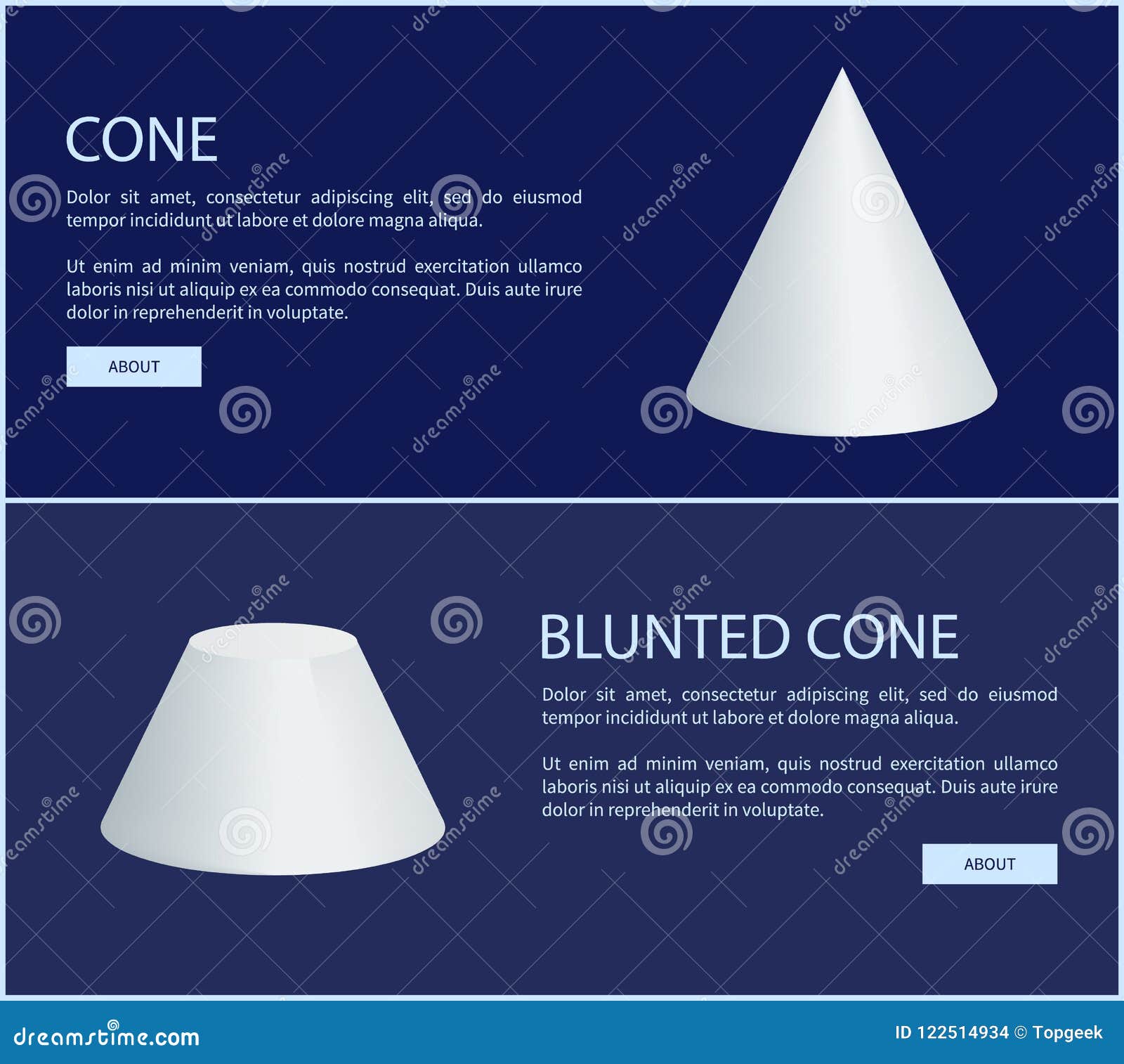 Cone and Blunted Cone Prisms Vector Illustration Stock Vector ...