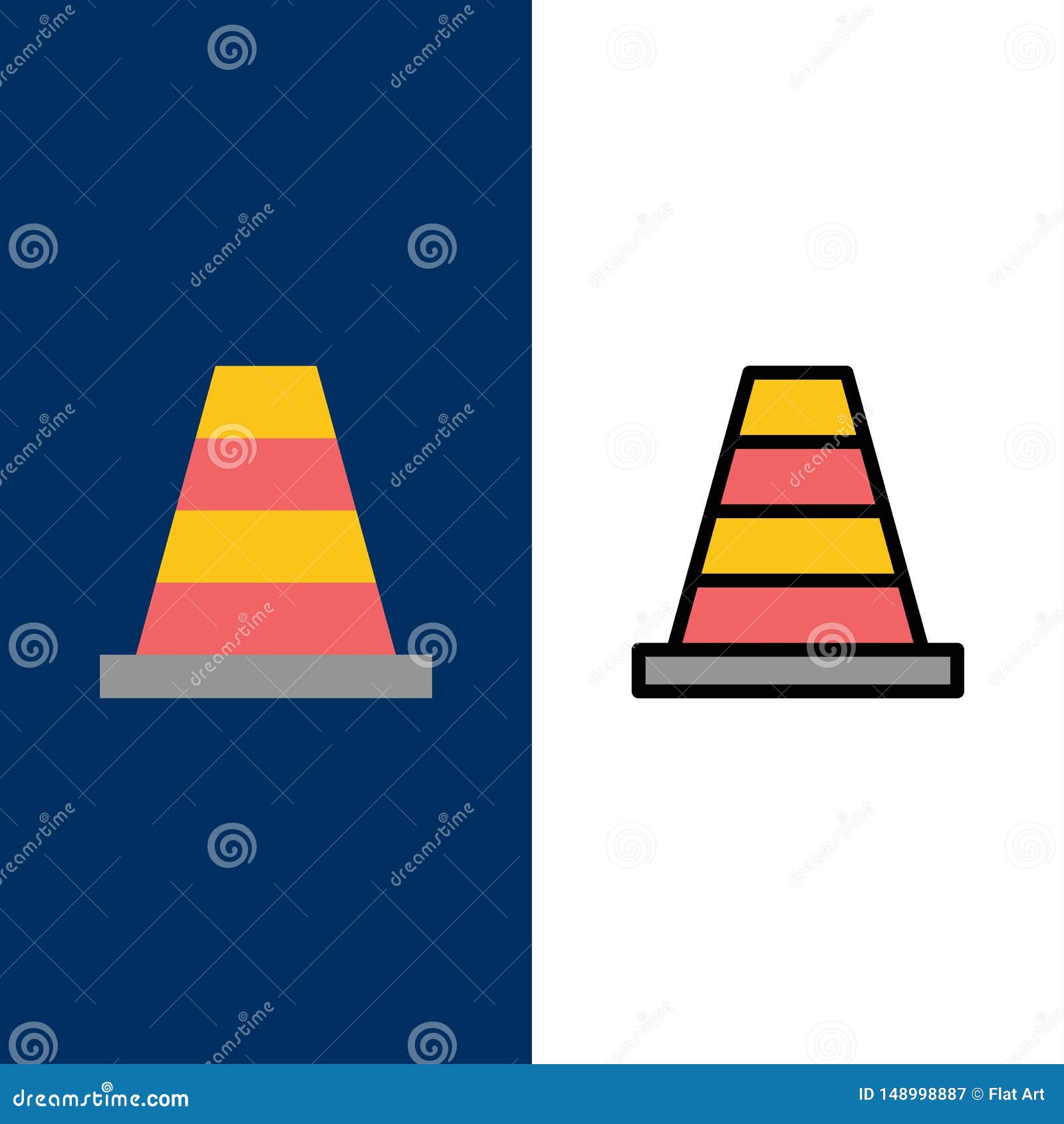 Cone, Construction, Tool Icons. Flat and Line Filled Icon Set Vector ...