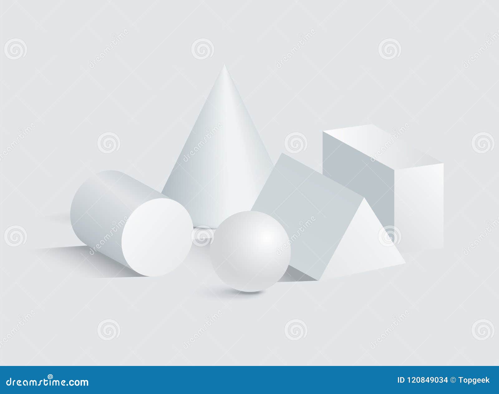 Cone Cylinder Sphere Cuboid and Triangular Prism 3D Stock Vector ...