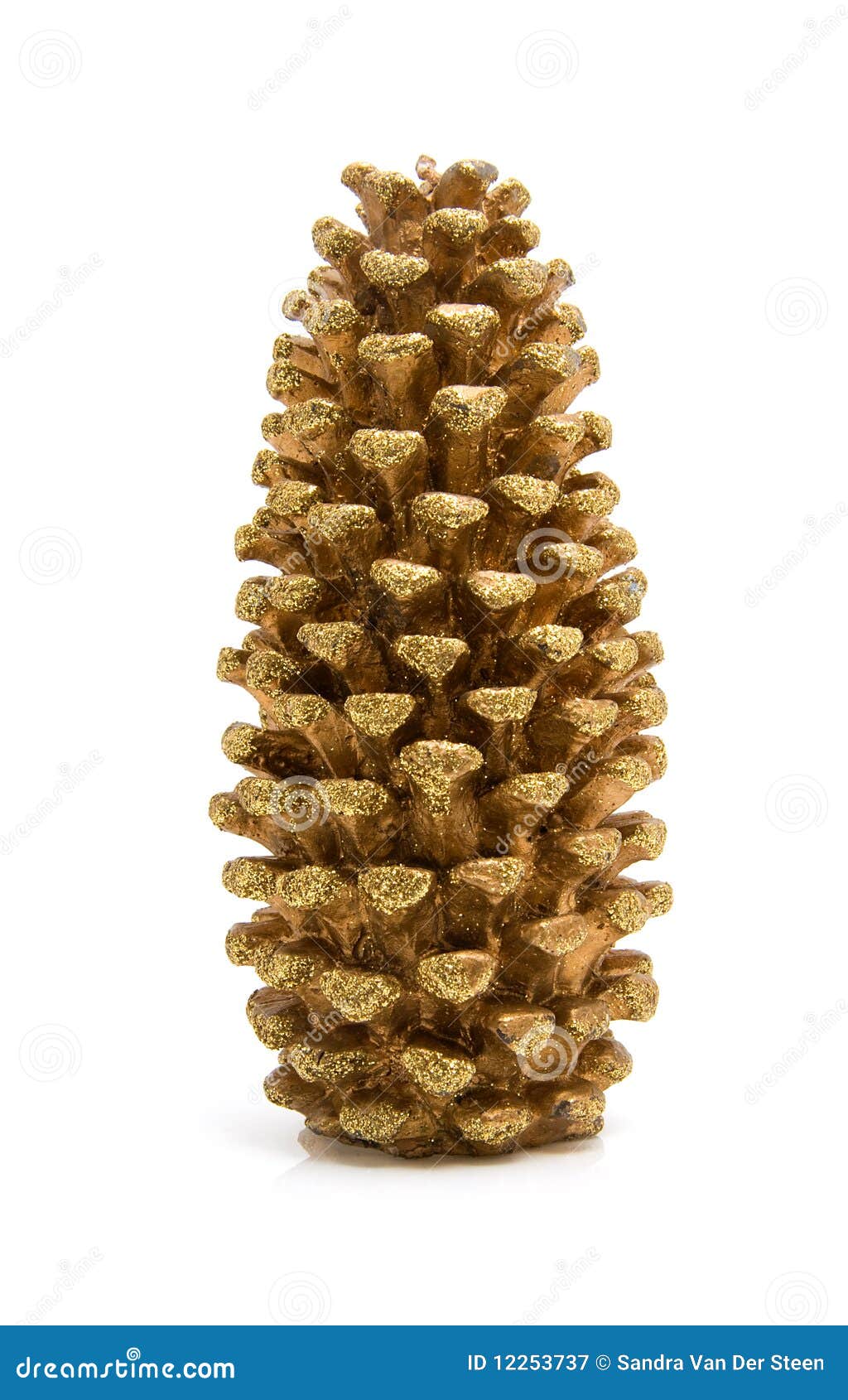Cone Dourado Do Pinho Do Natal Do Glitter Imagem de Stock - Imagem de ...
