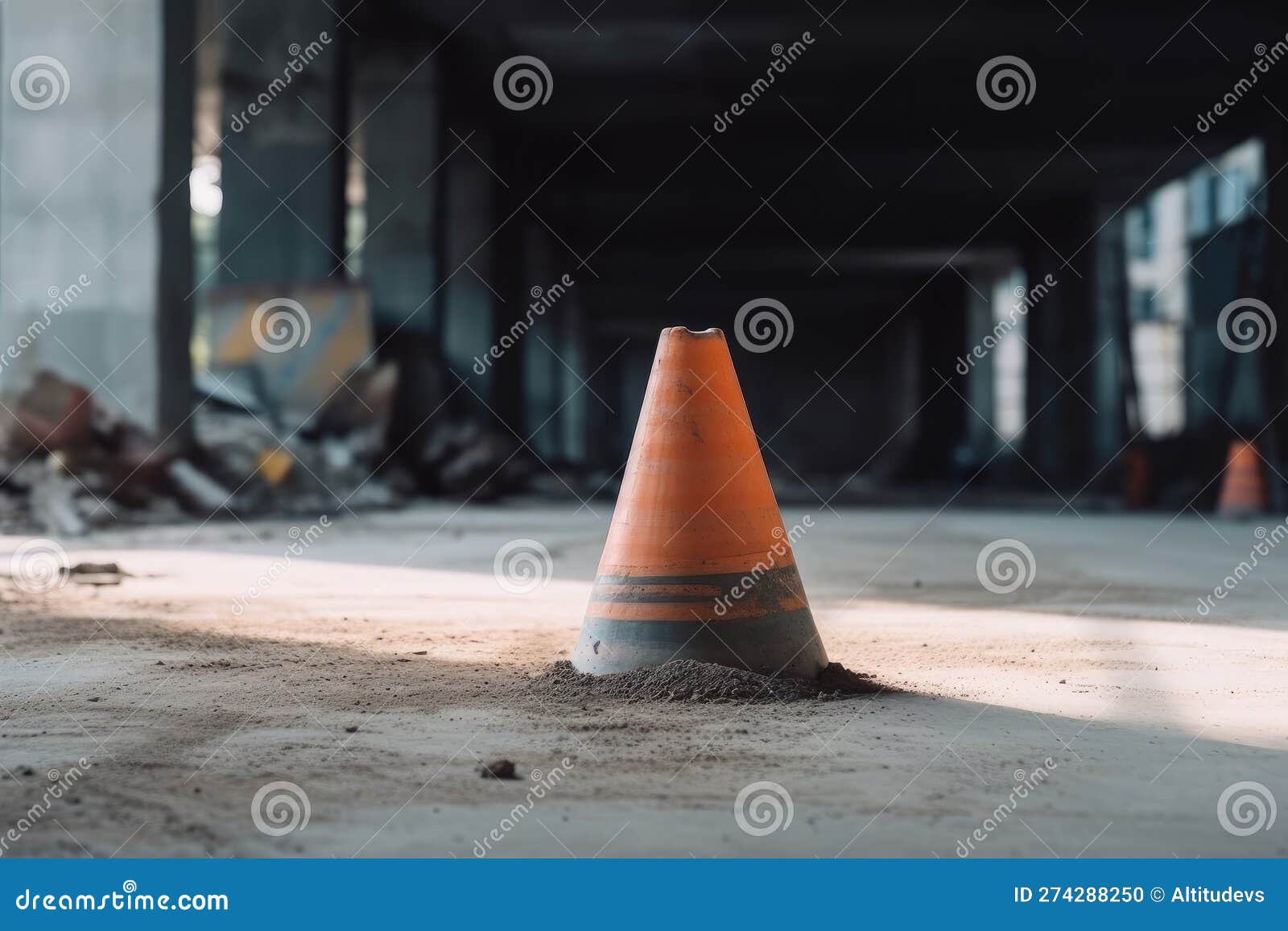 Cone on the Floor in the Middle of Construction Site Stock Illustration ...