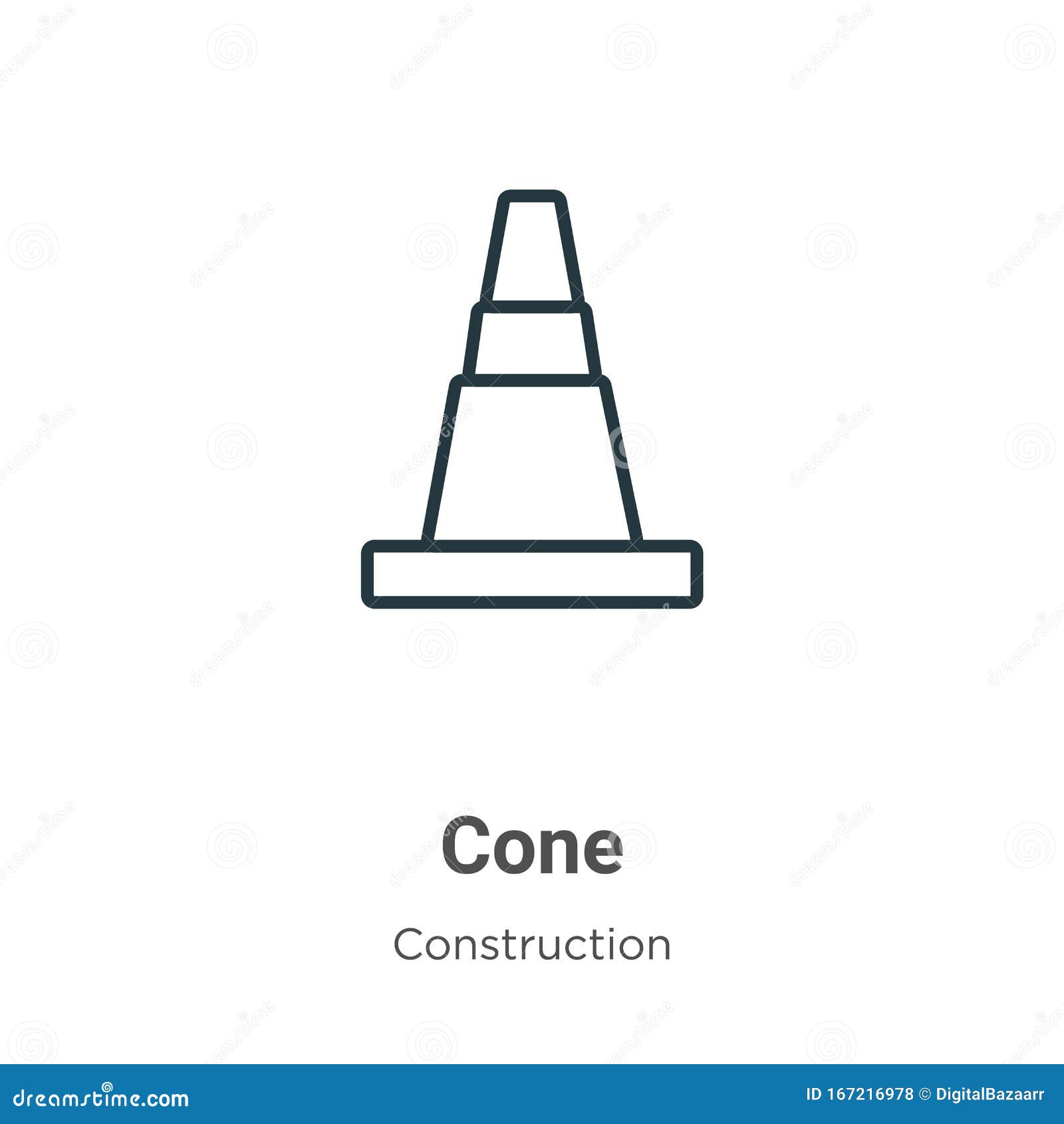 Cone Outline Vector Icon. Thin Line Black Cone Icon, Flat Vector Simple ...