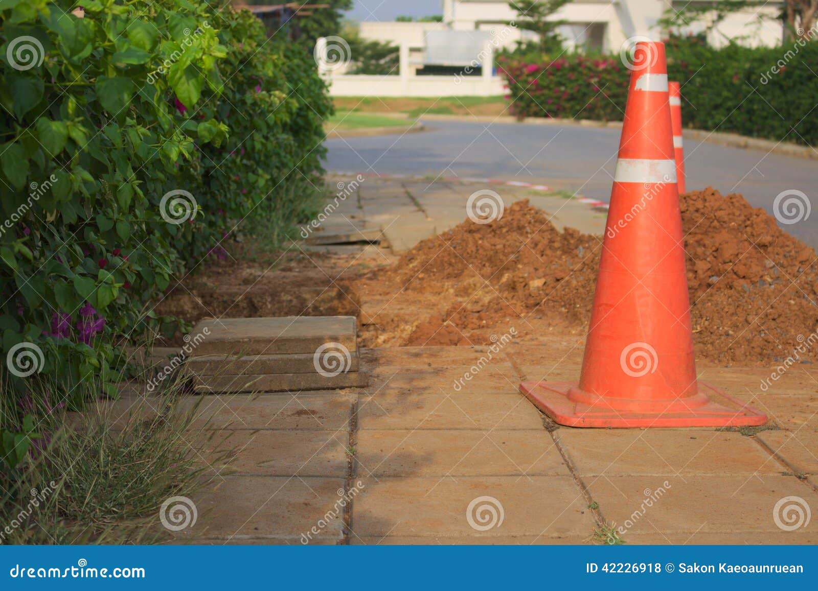 Cone Red Construction Roadblock Danger Stock Photo - Image of danger ...